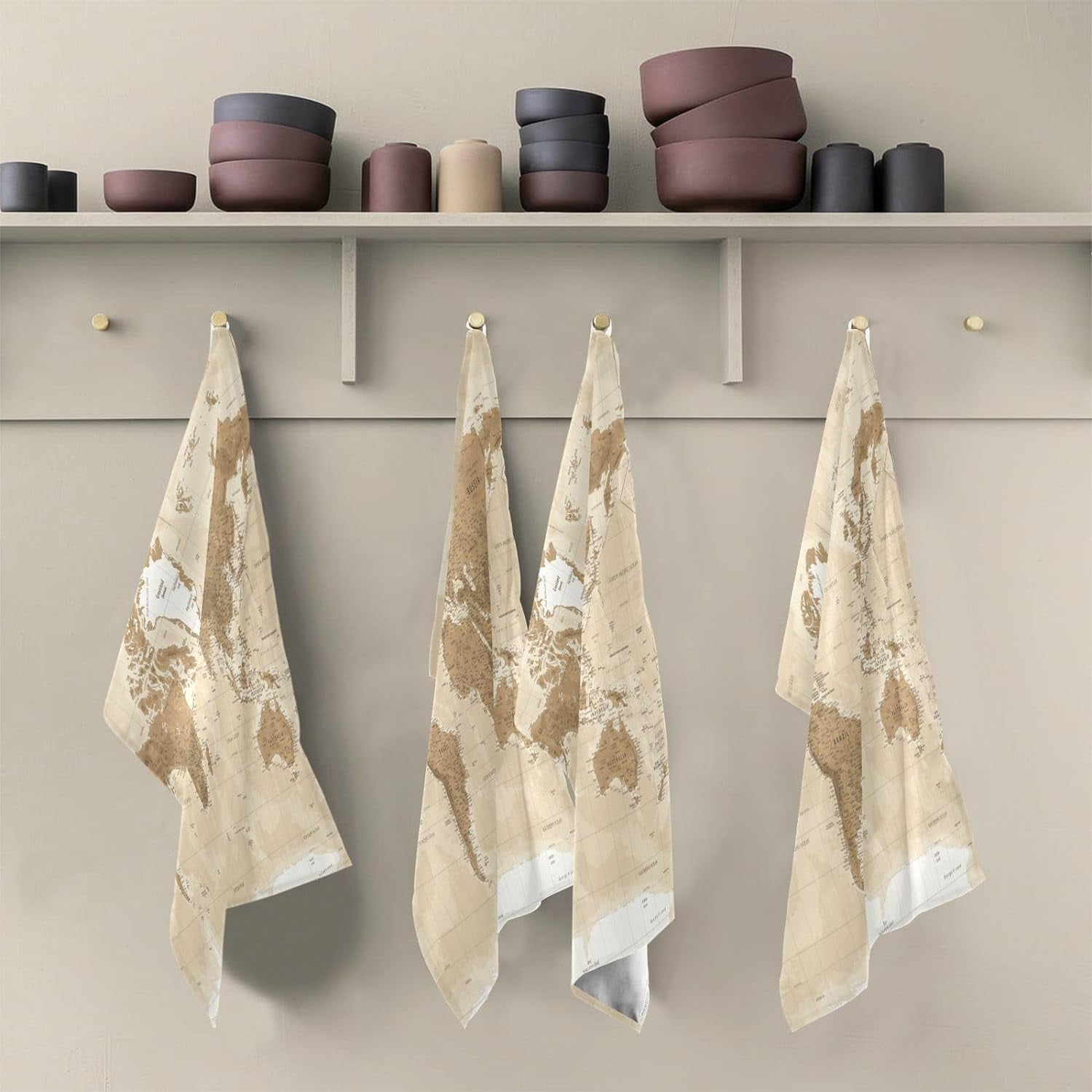 SKYSONIC 1 Pack World Map Kitchen Towels Soft Absorbent Dish Towels ...