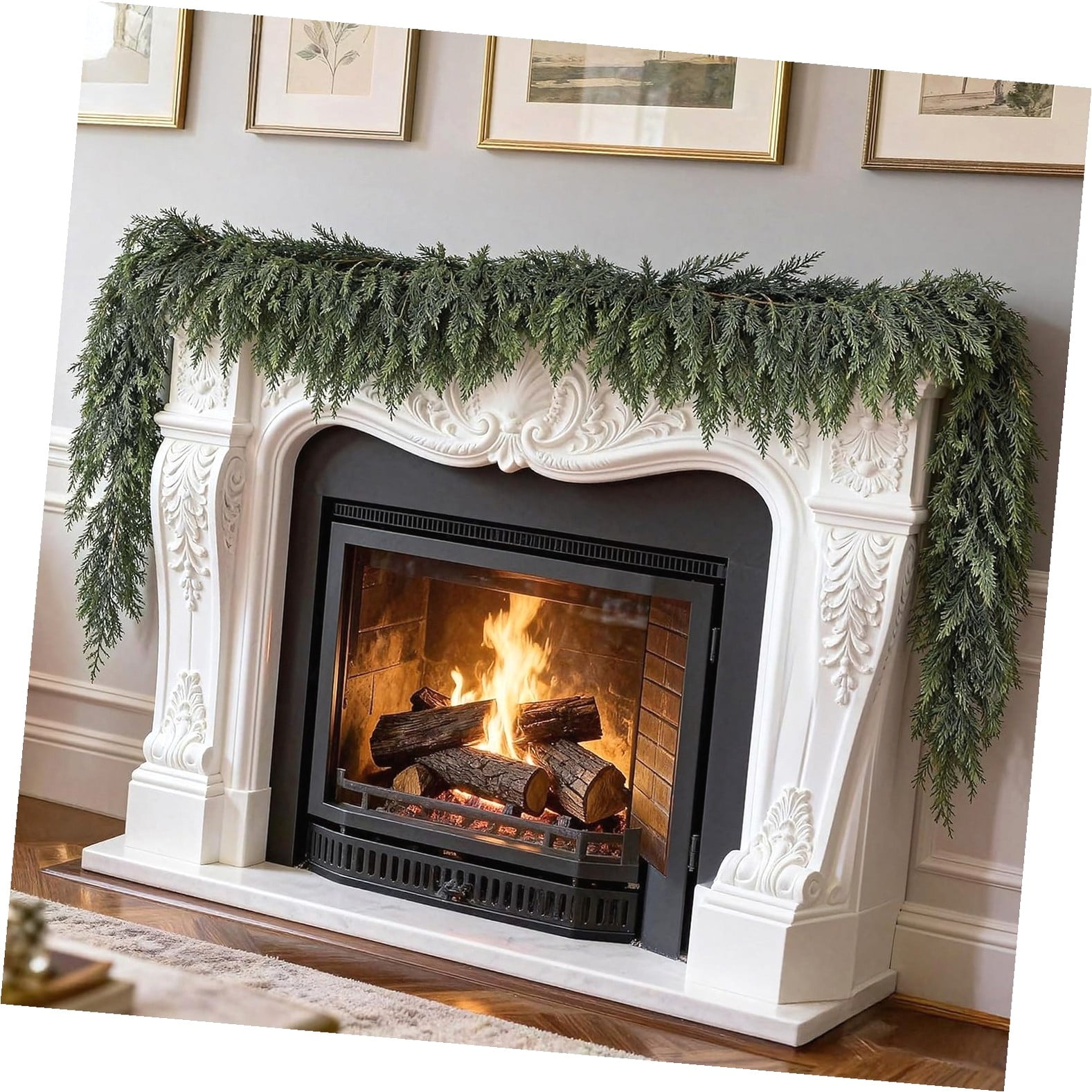 SKYSONIC 1 Piece 9 Foot Touch Faux Garland, Realistic Artificial Thick ...