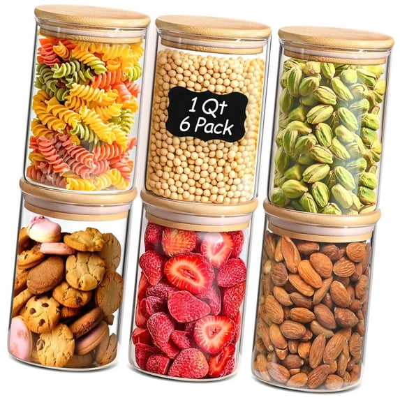 SKYSONIC 1 Qt Storage Containers with , Jars with Seals, Clear Jar ...