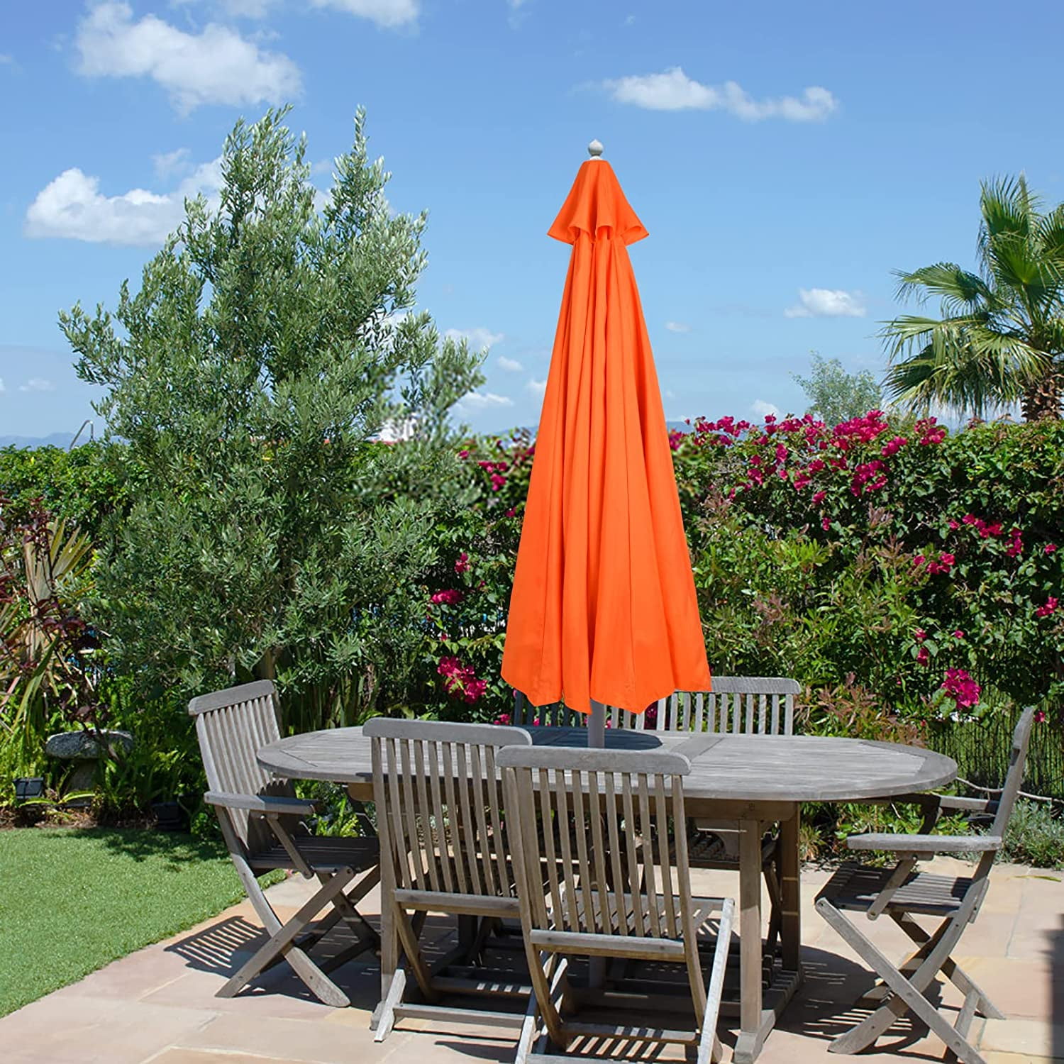 SKYSONIC 10 FT 6/8 Rib Umbrella Market Table Umbrella Strong and Thicck Cover for Backyard ...