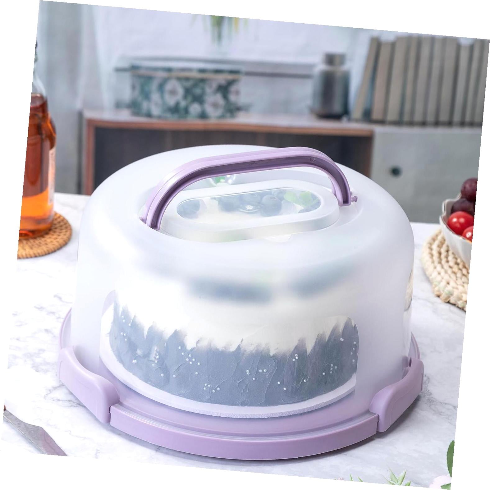 SKYSONIC 10-Inch Plastic Cake with Handle, Round Cake Storage Box with ...
