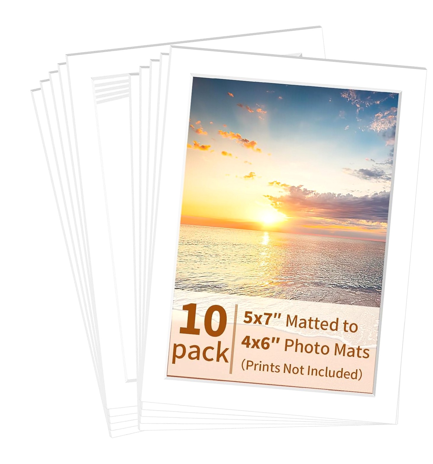 SKYSONIC 10 Pack Picture Frame Mats, 5x7 Matted to 4x6 Photo Mats, Free ...