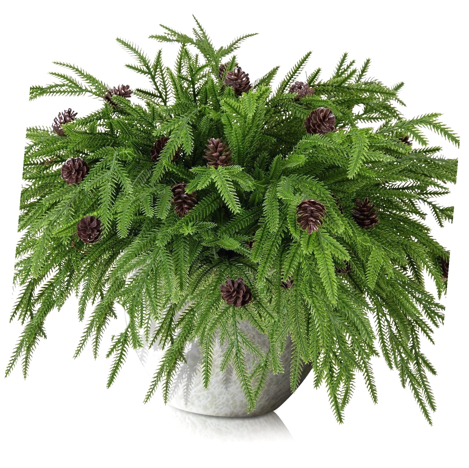 SKYSONIC 10 Pcs Christmas Norfolk Pine Branches with Pine Cones, 19 ...