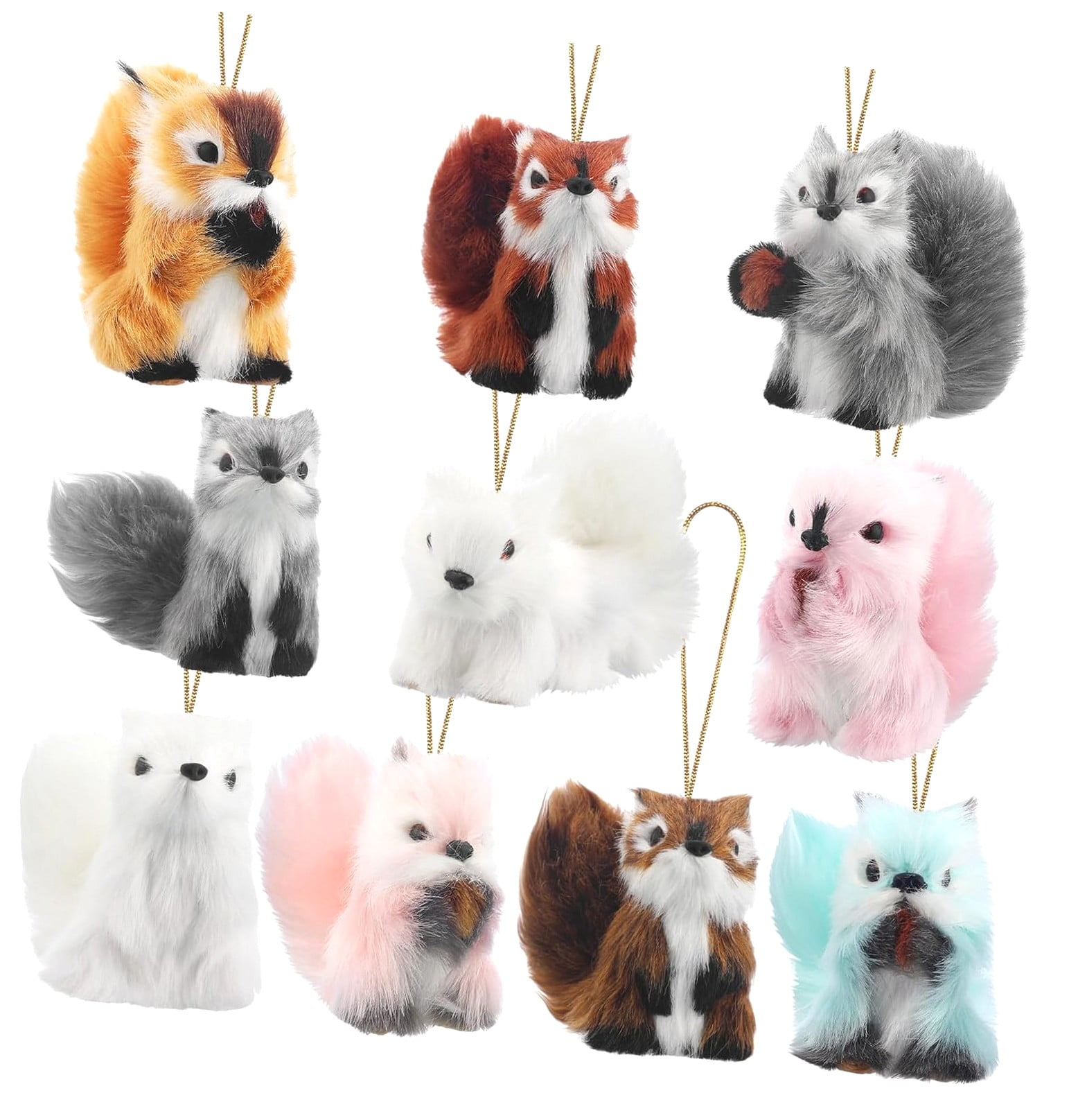SKYSONIC 10 Pieces Animals Ornaments Woodland Faux Hanging Ornaments ...
