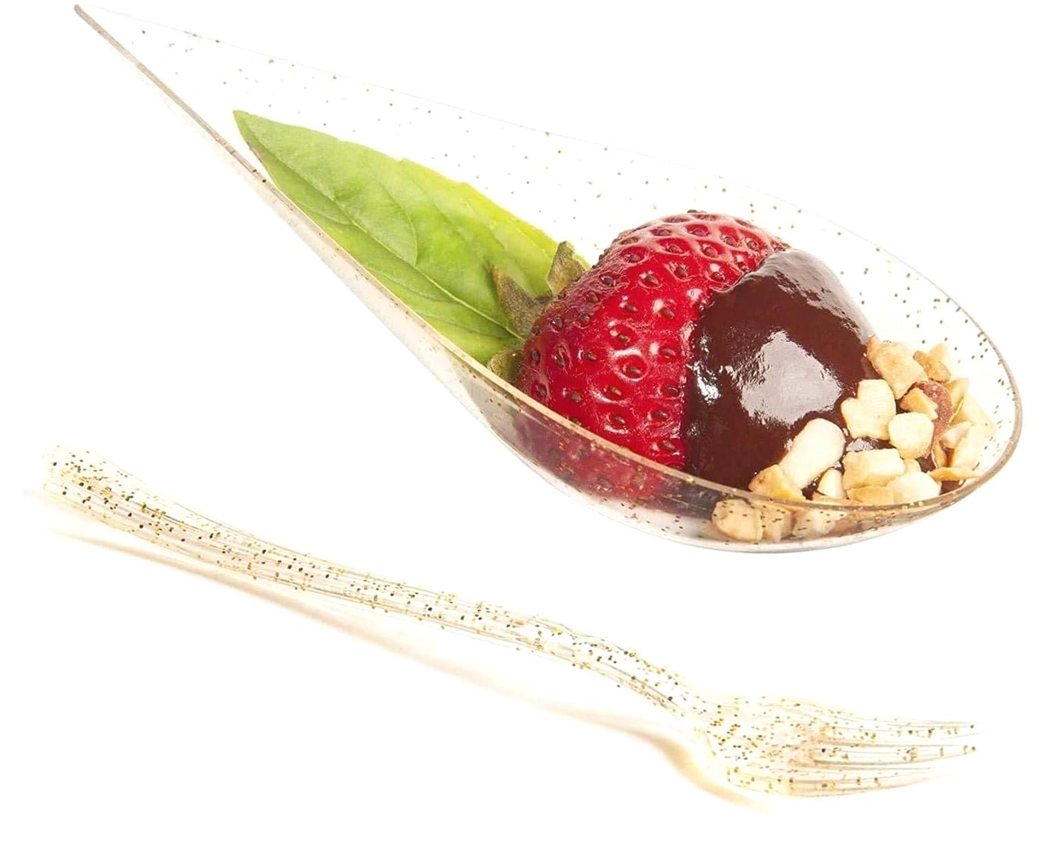 SKYSONIC 100 4-inch Tear Drop Mini Appetizer Plates with Forks ...