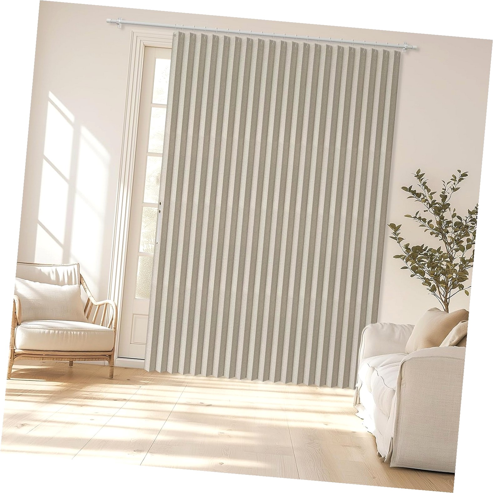 SKYSONIC 100% Accordion Door Curtain 98"x106" White Folding Room ...