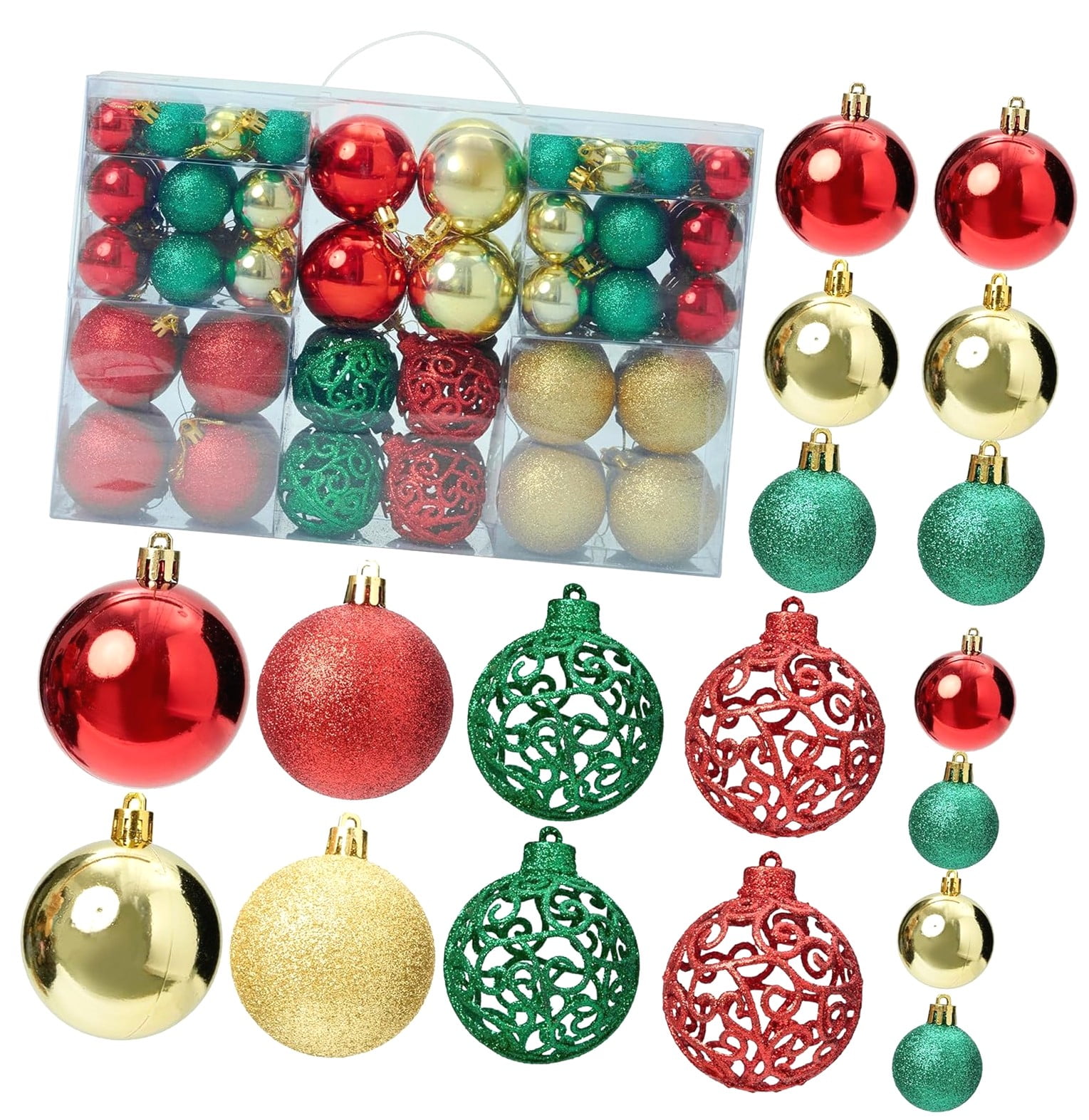 SKYSONIC 100-Pack Christmas Ornaments for Tree, Plastic Holiday Baubles ...