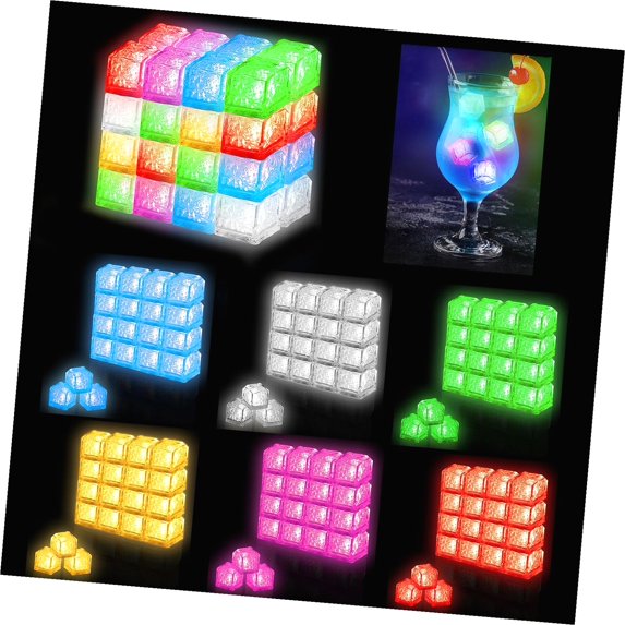 SKYSONIC 100 Pieces Light Cubes for Beverages, Multi-Color Cubes with ...