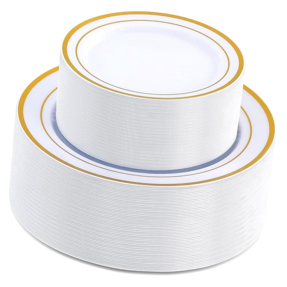 SKYSONIC 100 Pieces Plastic Party Plates, Including 50 Dinner And 50 ...