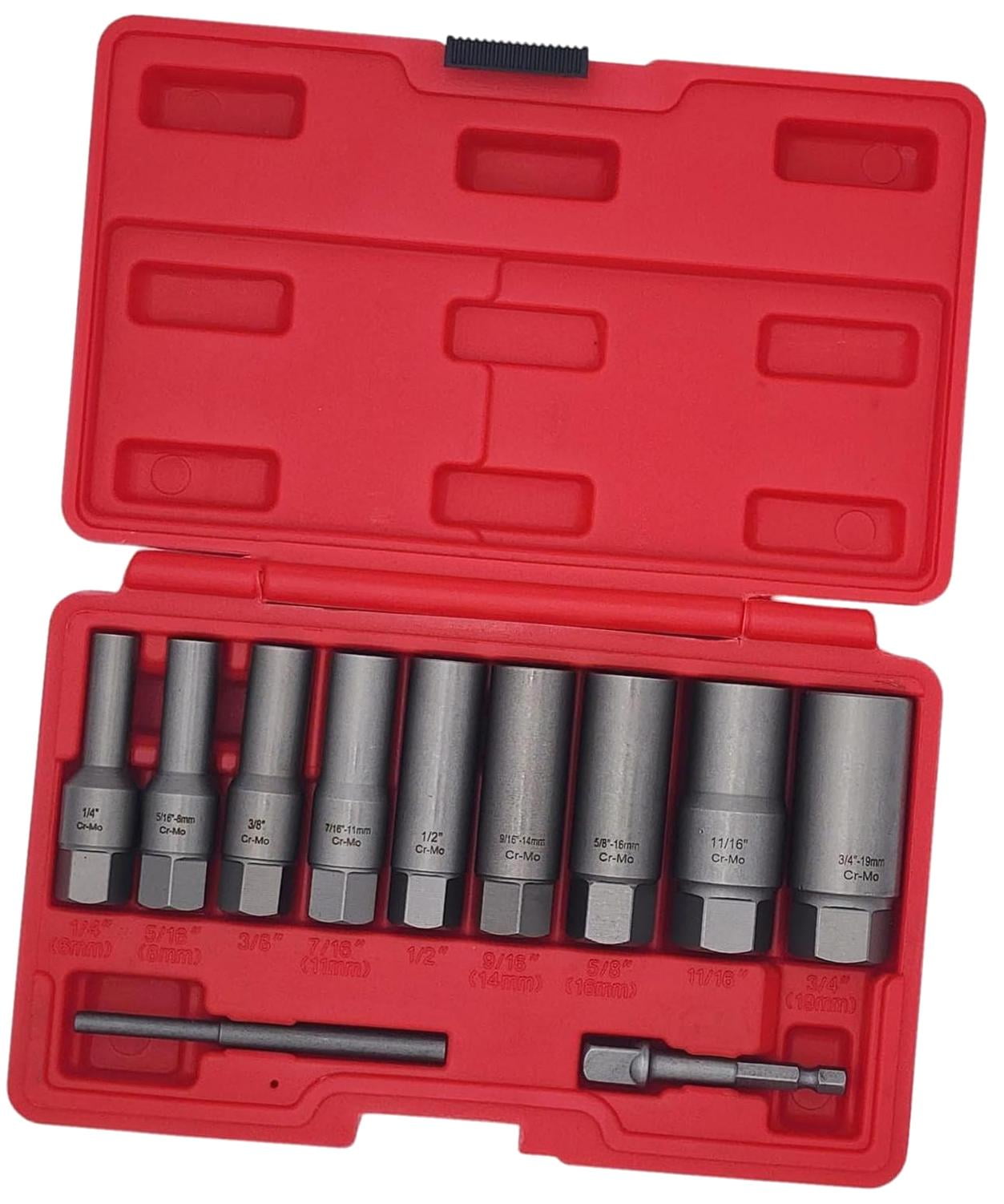 SKYSONIC 11pc 3/8 Dr Spiral Deep Deepwell Extractor Set, for removing ...