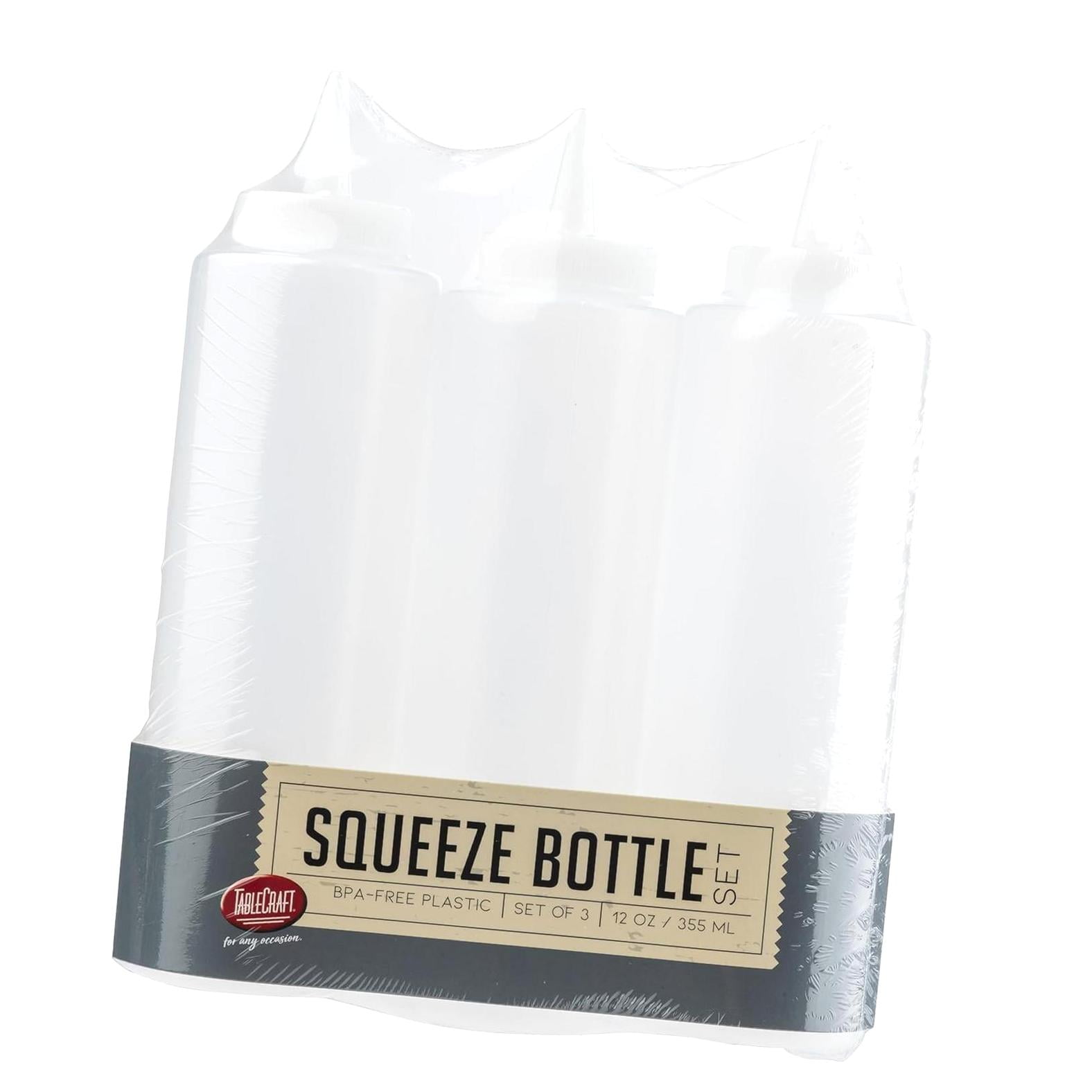 SKYSONIC 12 OZ Squeeze Bottle Pack, 3 Units, Plastic Condiment ...