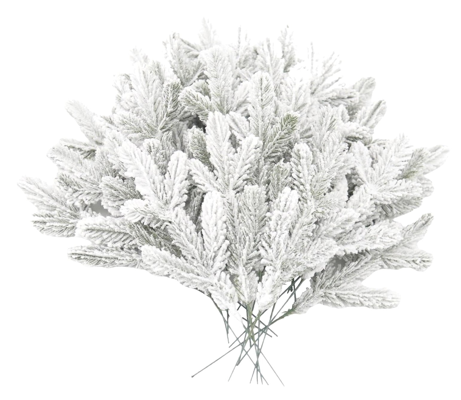 SKYSONIC 12 Pcs Frosted Artificial Pine Needles Branches 11.2" Flocked ...
