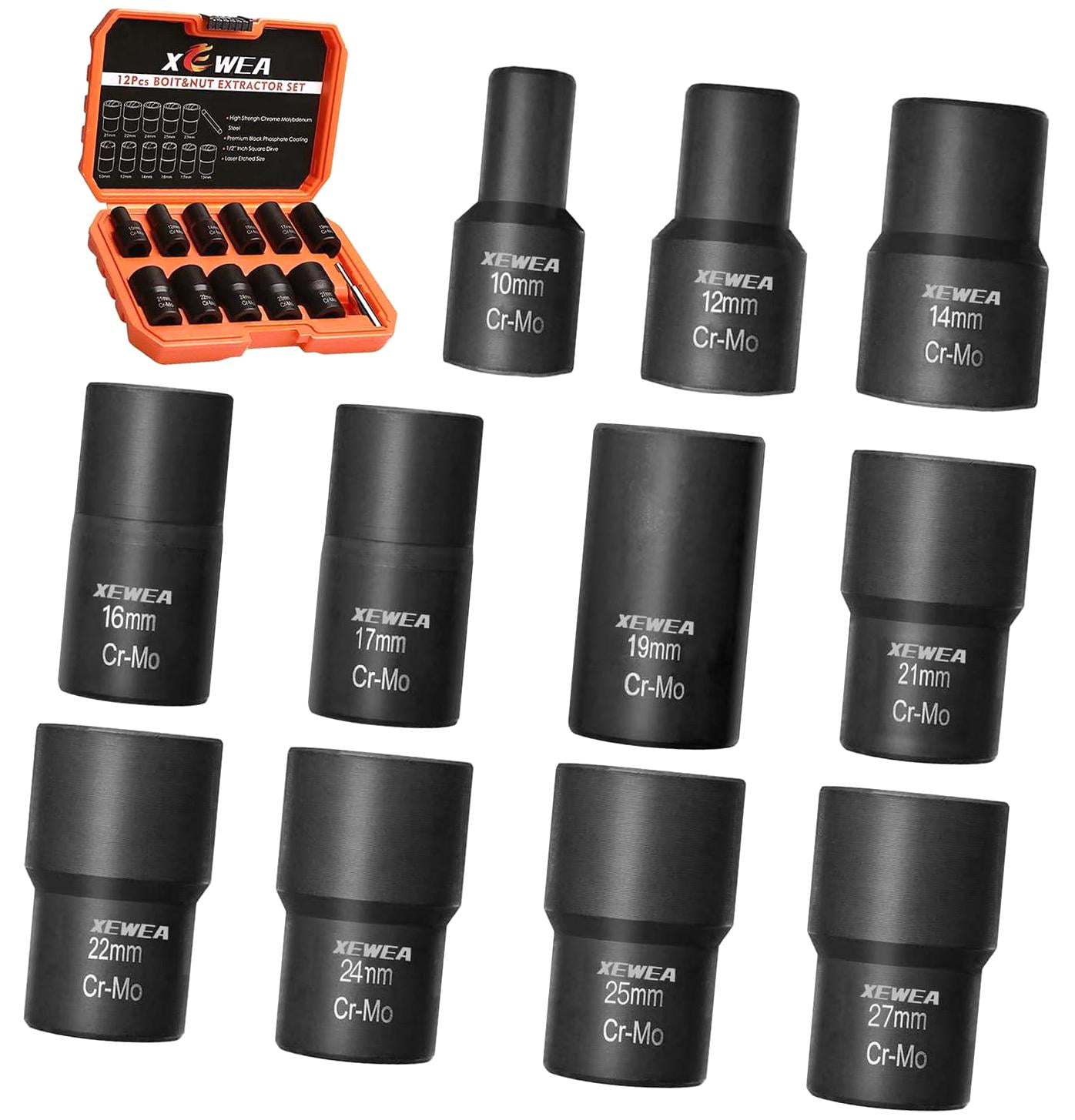 SKYSONIC 12-Piece Lug Nut Extractor Set, 1/2-Inch Drive Stripped Wheel ...