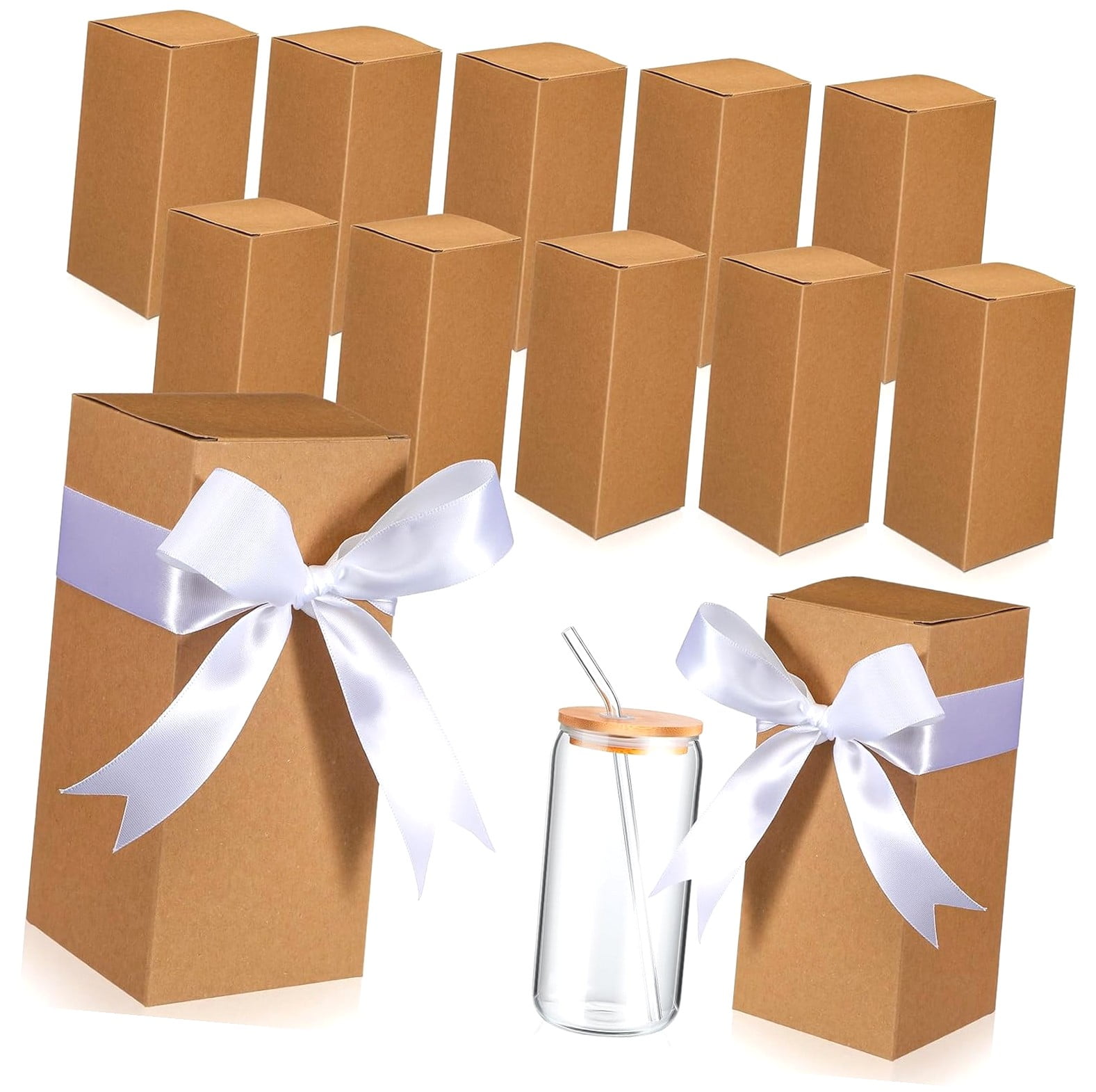 SKYSONIC 12 Sets of Tumbler Boxes with Ribbons, Wedding Cup Packaging ...
