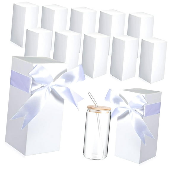 SKYSONIC 12 Sets of Tumbler Boxes with Ribbons, Wedding Cup Packaging ...