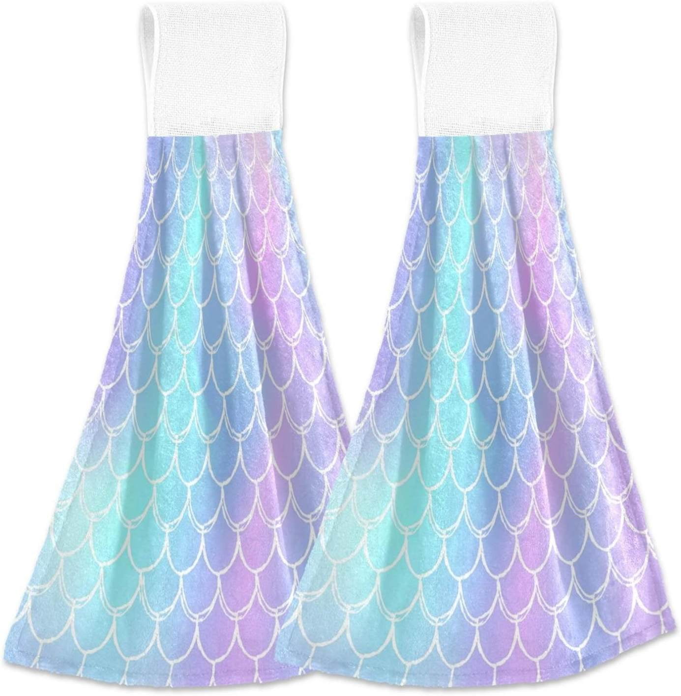 SKYSONIC 12"x17" Hanging Kitchen Hand Towels Dishcloths Sets with Loop ...