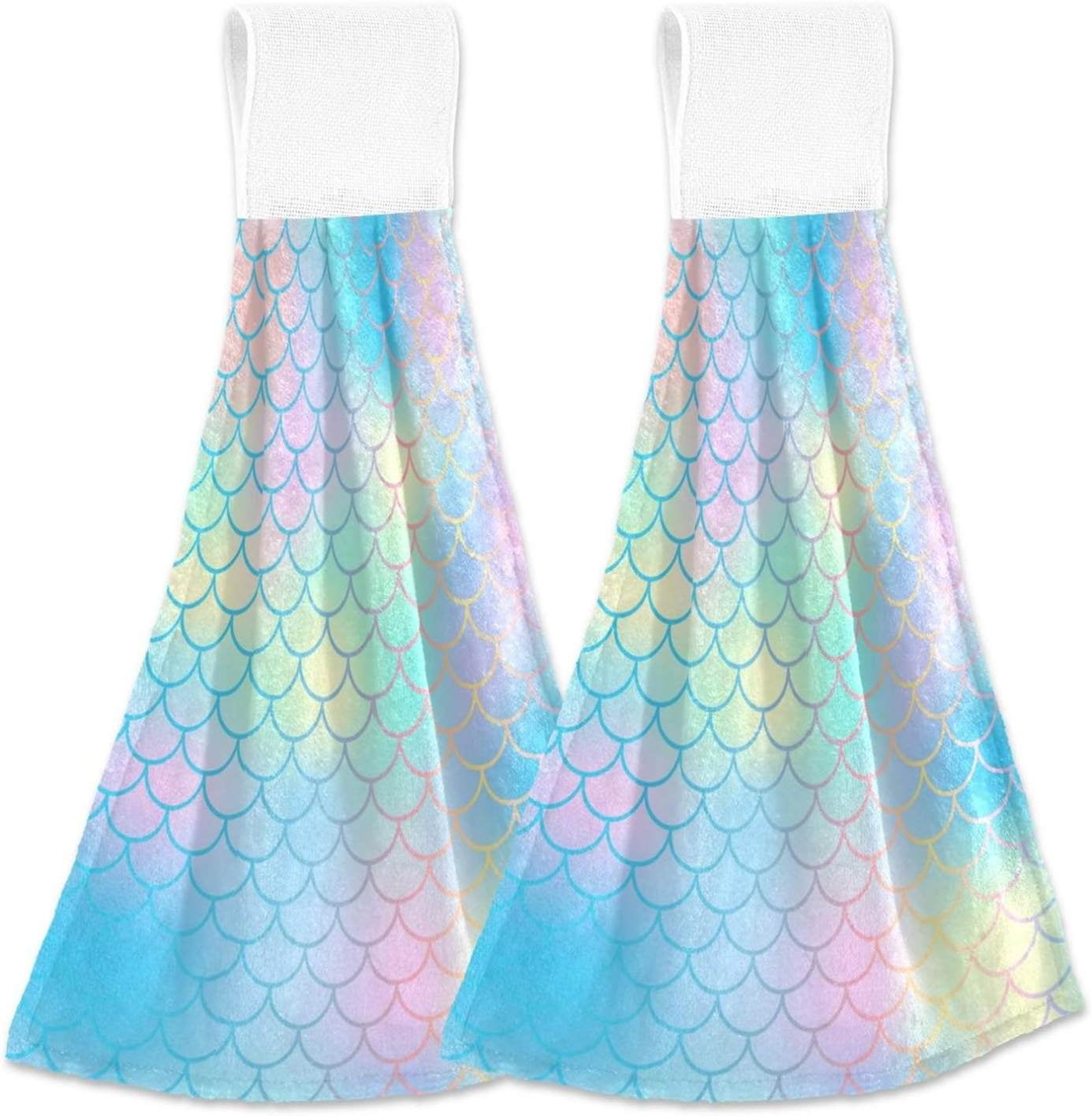 SKYSONIC 12"x17" Hanging Kitchen Hand Towels Dishcloths Sets with Loop ...