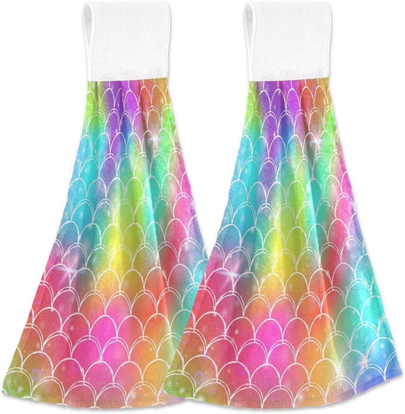 SKYSONIC 12"x17" Hanging Kitchen Hand Towels Dishcloths Sets with Loop ...