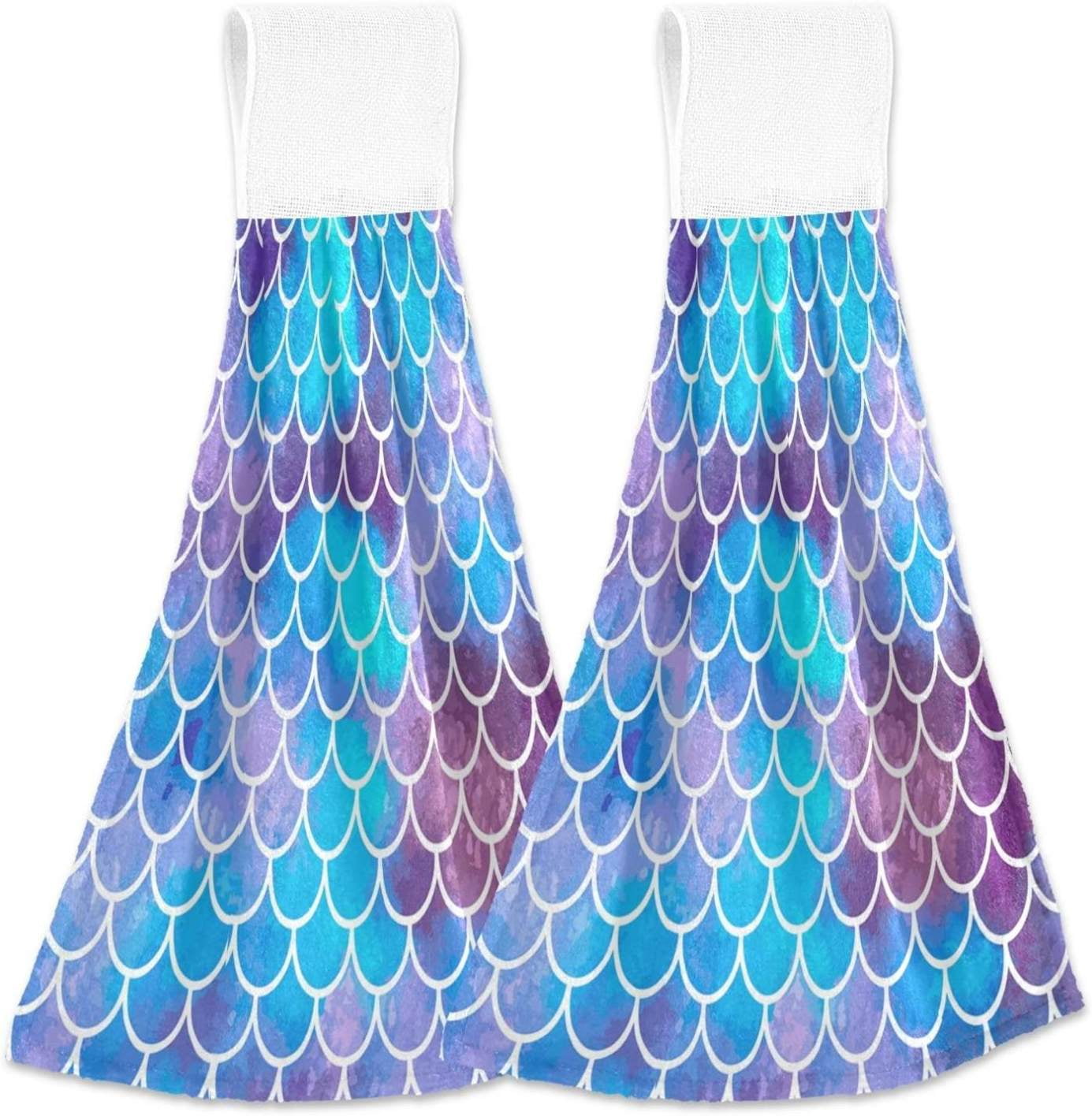 SKYSONIC 12"x17" Hanging Kitchen Hand Towels Dishcloths Sets with Loop ...