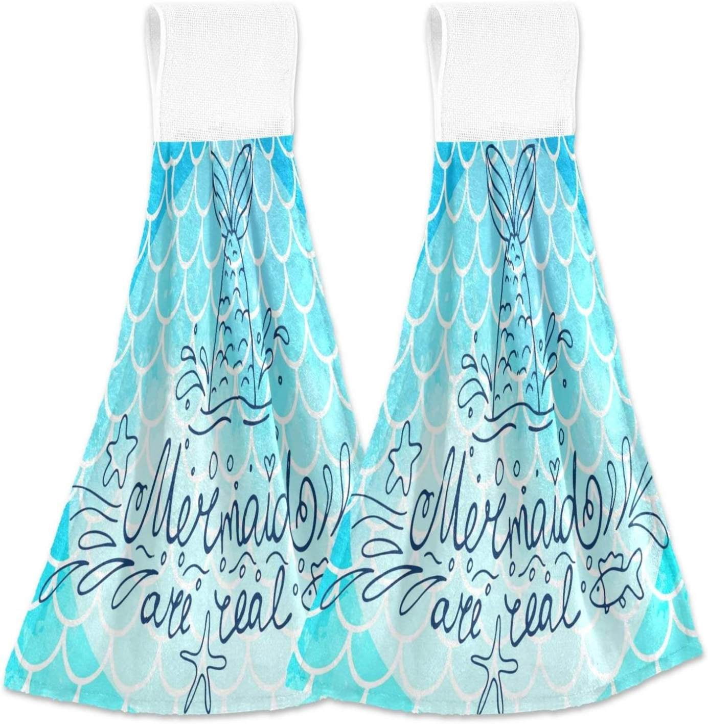 SKYSONIC 12"x17" Hanging Kitchen Hand Towels Dishcloths Sets with Loop ...