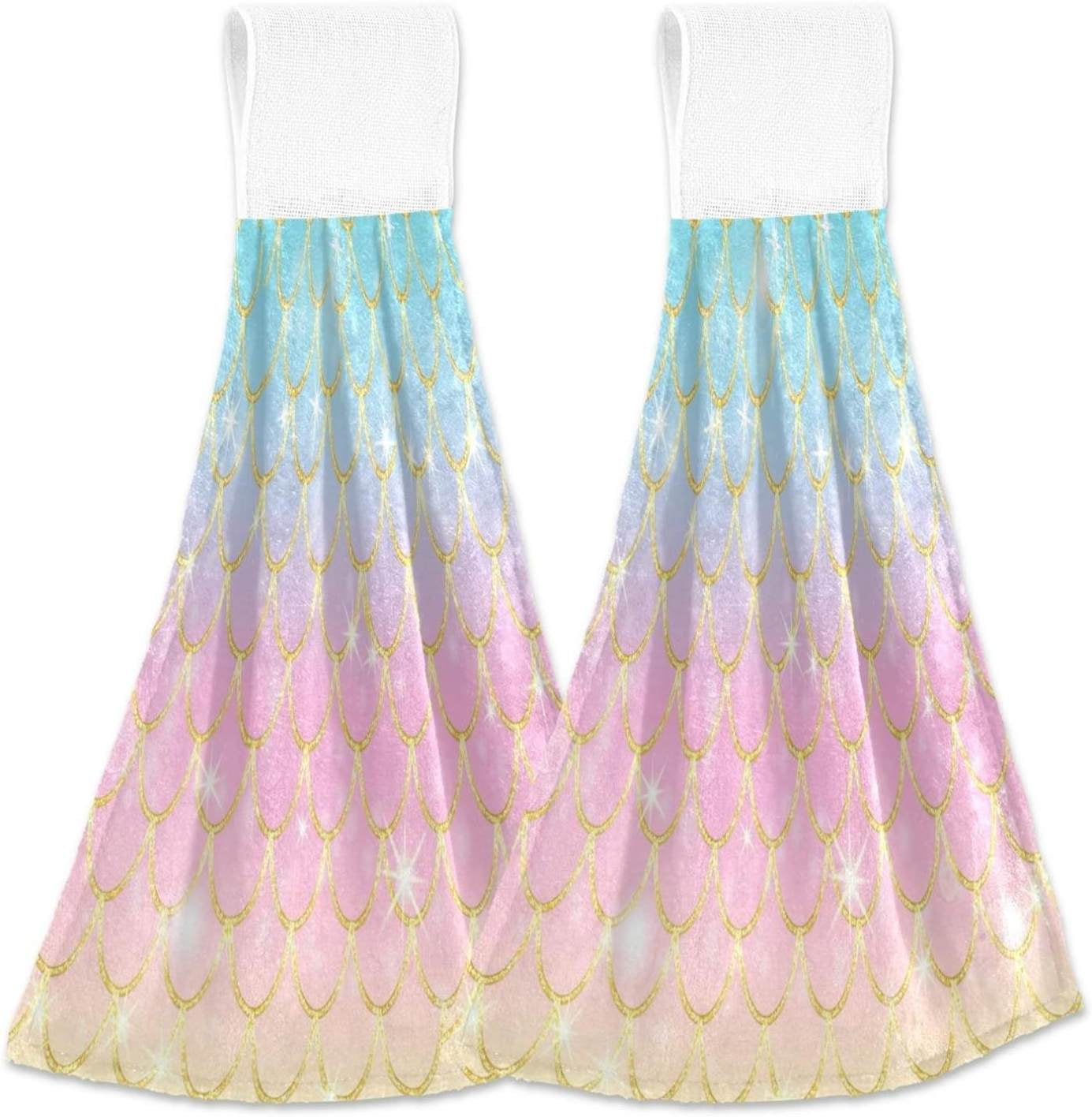 SKYSONIC 12"x17" Hanging Kitchen Hand Towels Dishcloths Sets with Loop ...