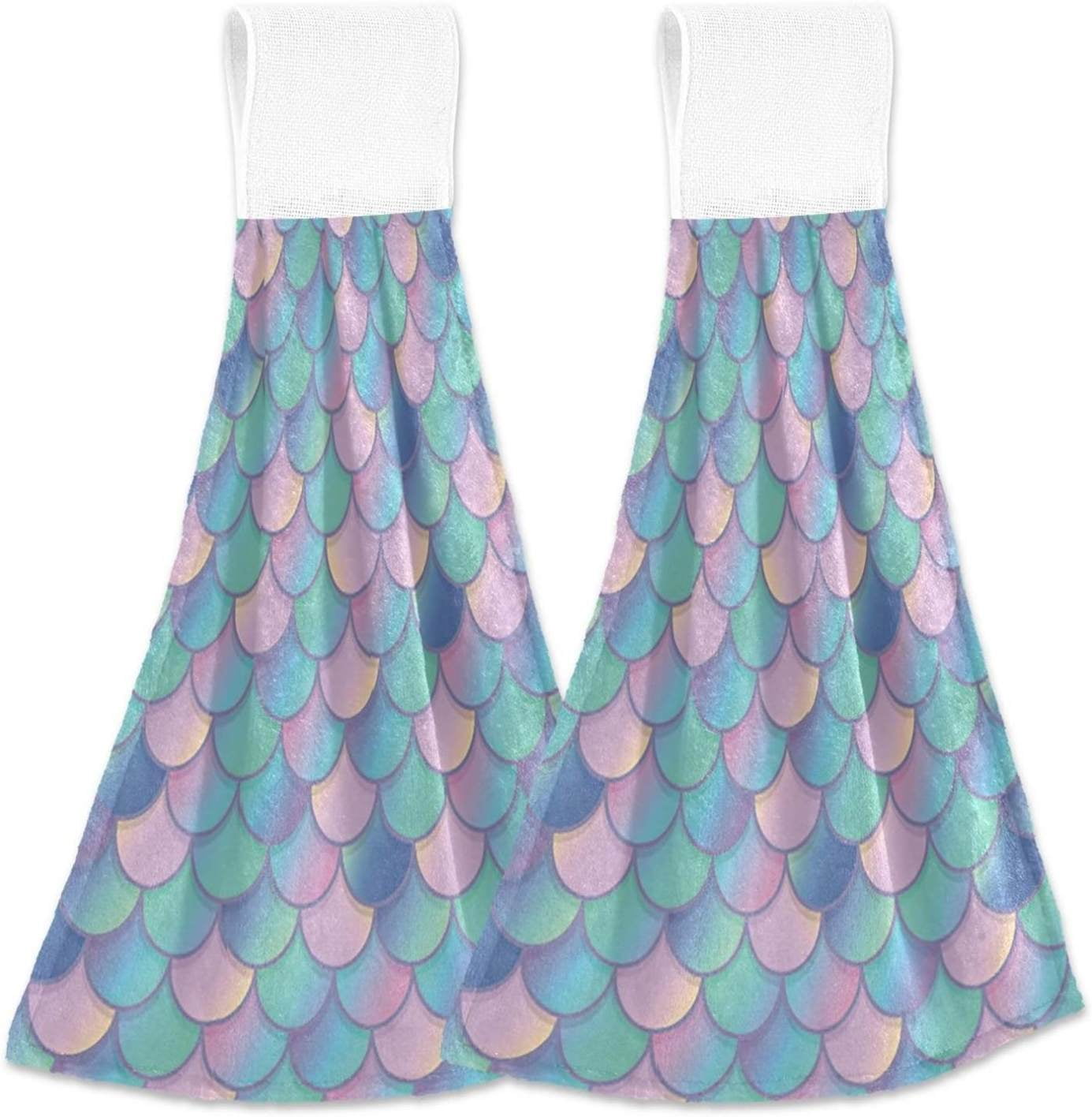SKYSONIC 12"x17" Hanging Kitchen Hand Towels Dishcloths Sets with Loop ...
