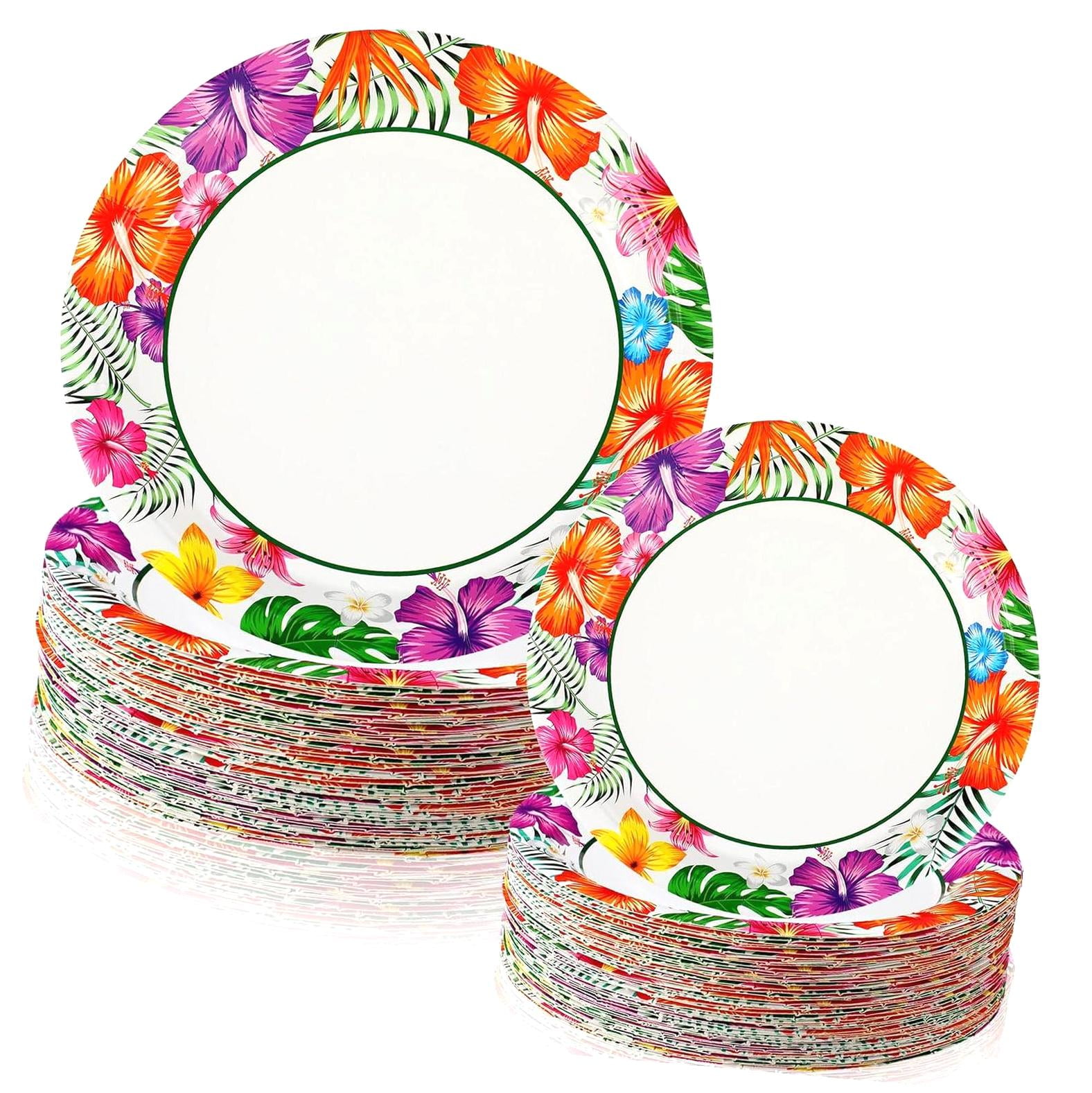SKYSONIC 120 Piece Summer Celebration Paper Plates Round Dessert Plates ...