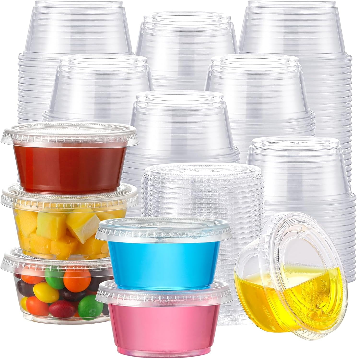 SKYSONIC 120 Sets - 2 oz Jello Shot Cups with Lids, Airtight Portion ...