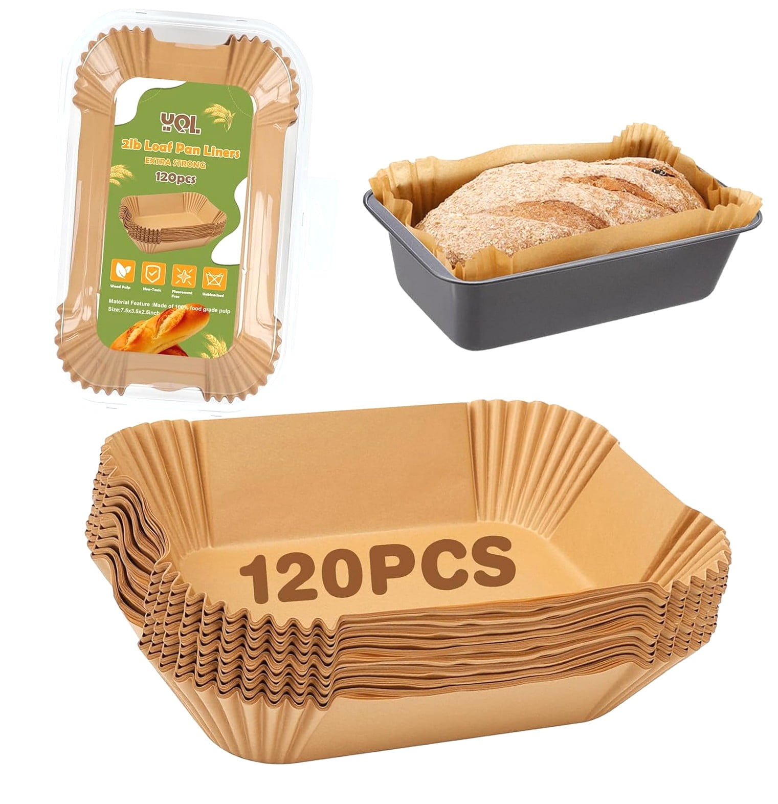 SKYSONIC 120PCS Loaf Pan Liners, Non-Stick Bread Parchment Paper Liners ...