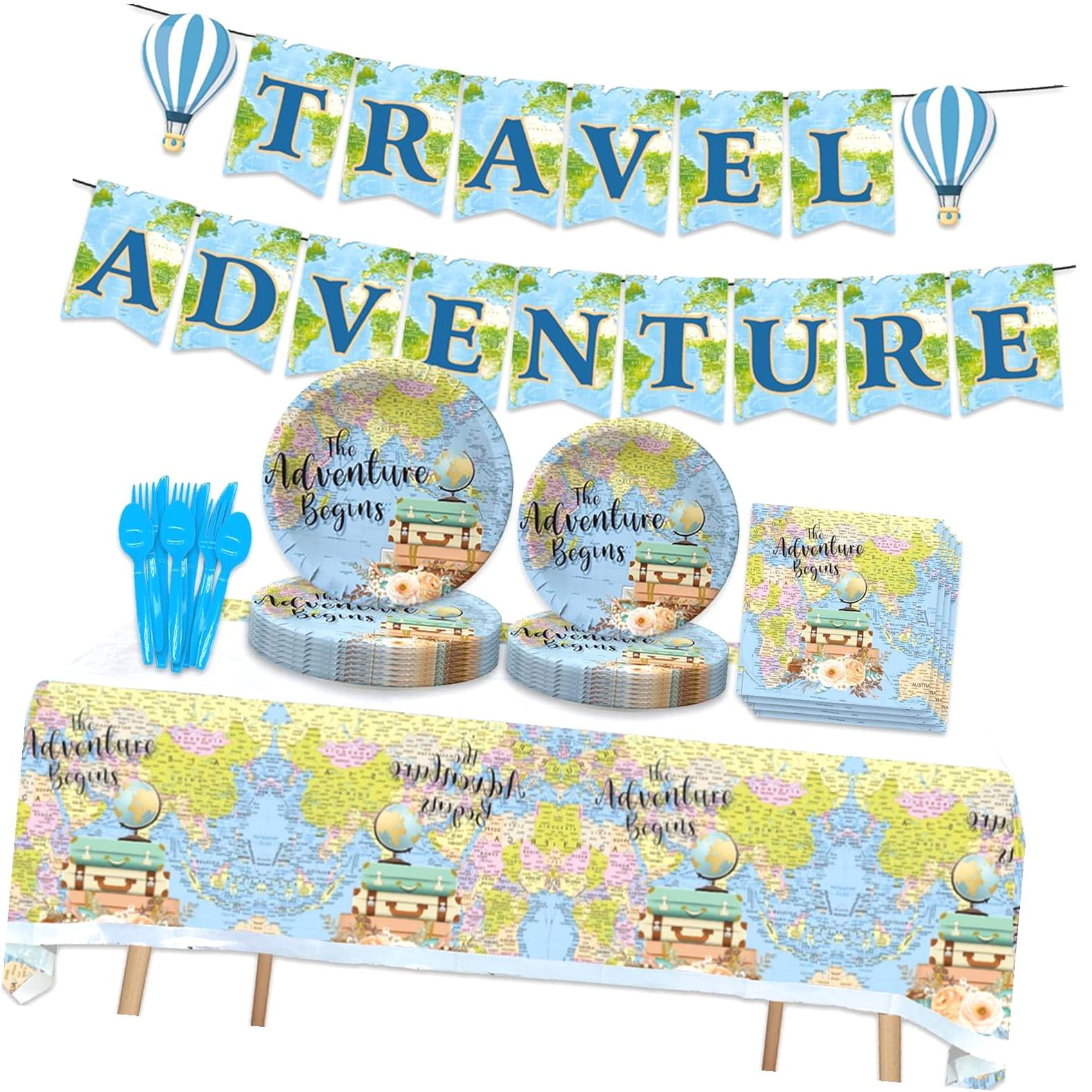 SKYSONIC 122Pcs Adventure World Awaits Map Birthday Party Decorations ...