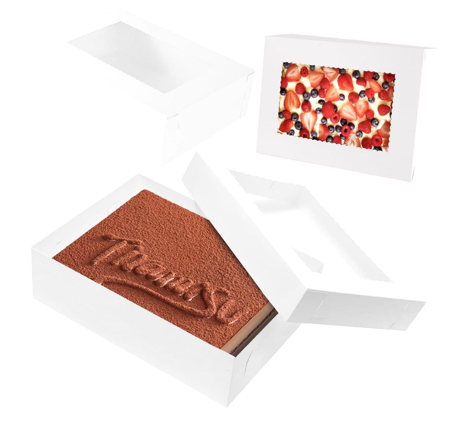 SKYSONIC 12pcs 14x10x4in Cake Boxes White Bakery Box Quarter Sheet Cake ...