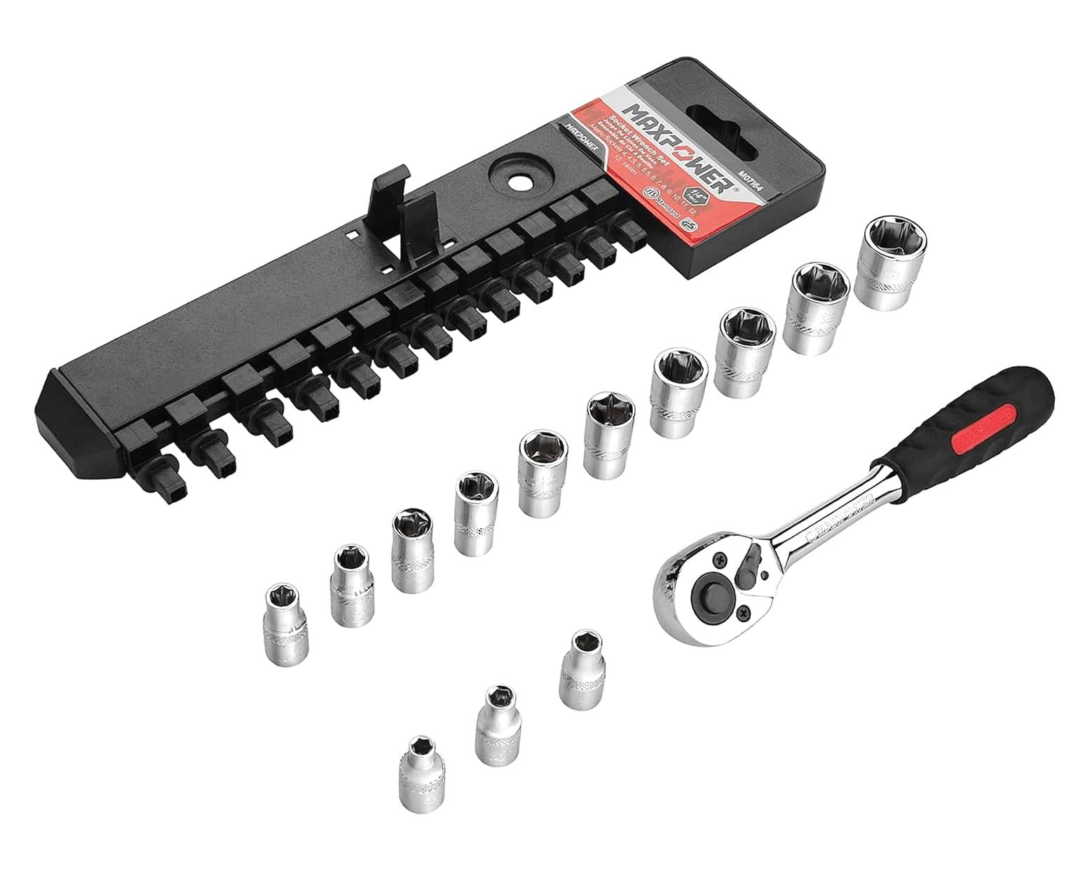 SKYSONIC 14-Piece 1/4" Drive Metric Socket Set, Industrial Grade 6 ...