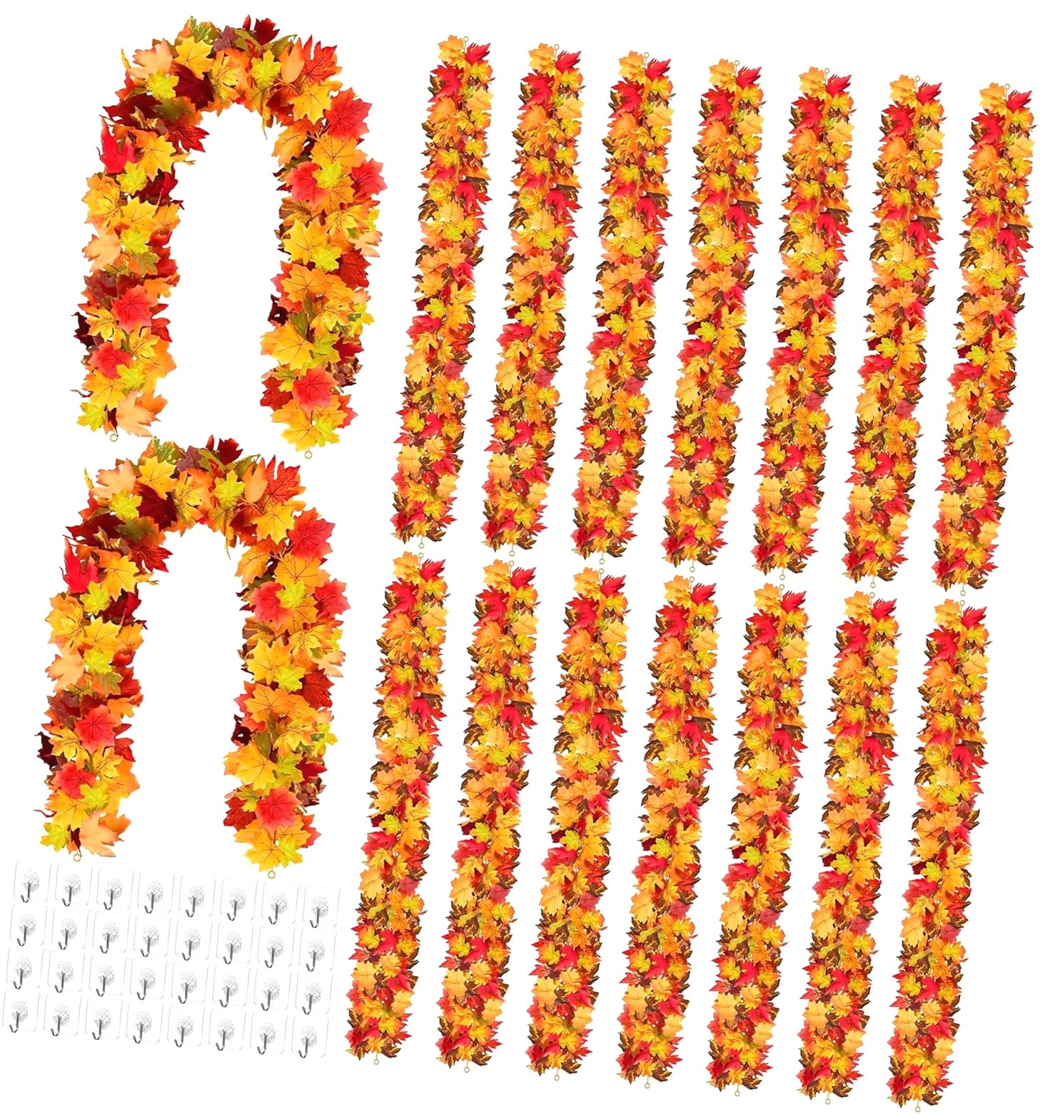 SKYSONIC 16 Pack Fall Maple Leaves Garland Fall Decorations 5.8ft/Piece ...