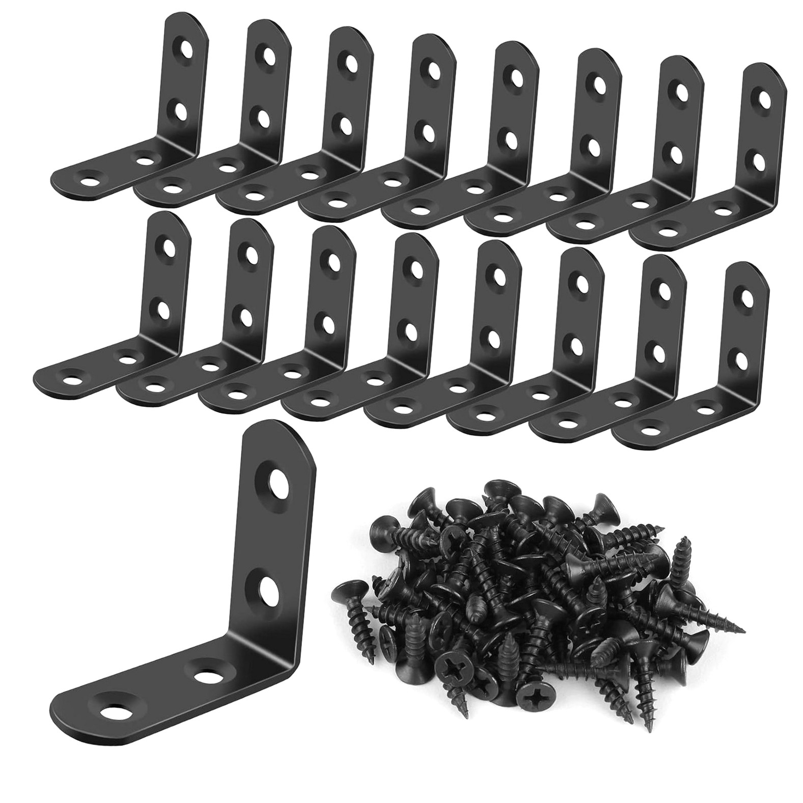 SKYSONIC 16 Pcs Steel Corner Brace Sets, 90 Degree Right Angle with 64 ...