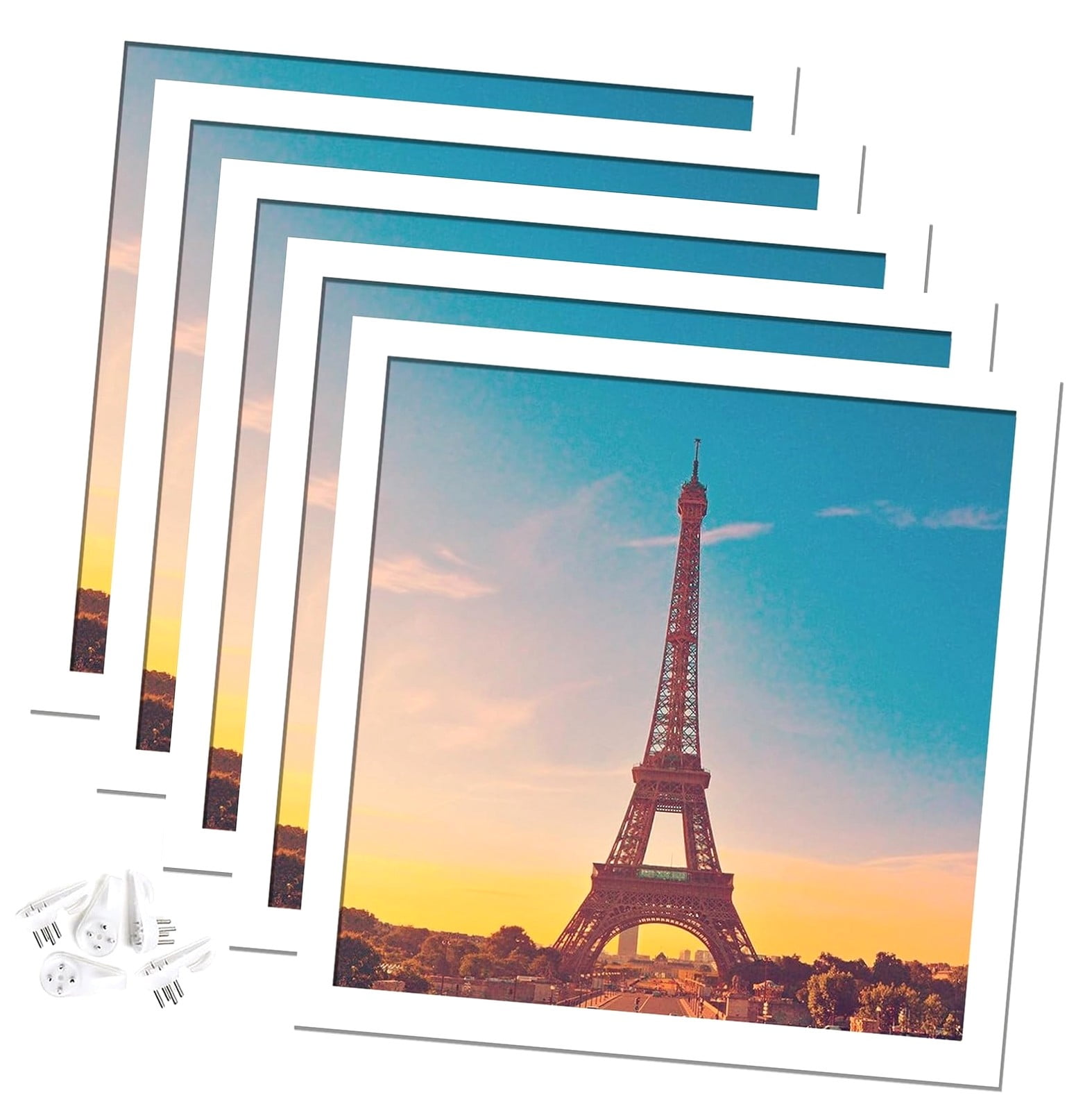 SKYSONIC 16x16 Picture Frame Set of 5, White Square Photo Transparent ...