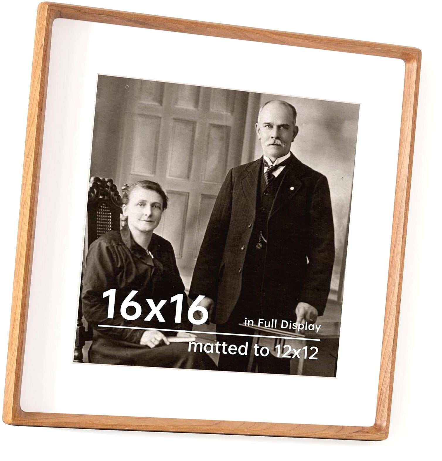 SKYSONIC 16x16 Picture Frame USA-Sourced Natural Cherry Wood Solid ...