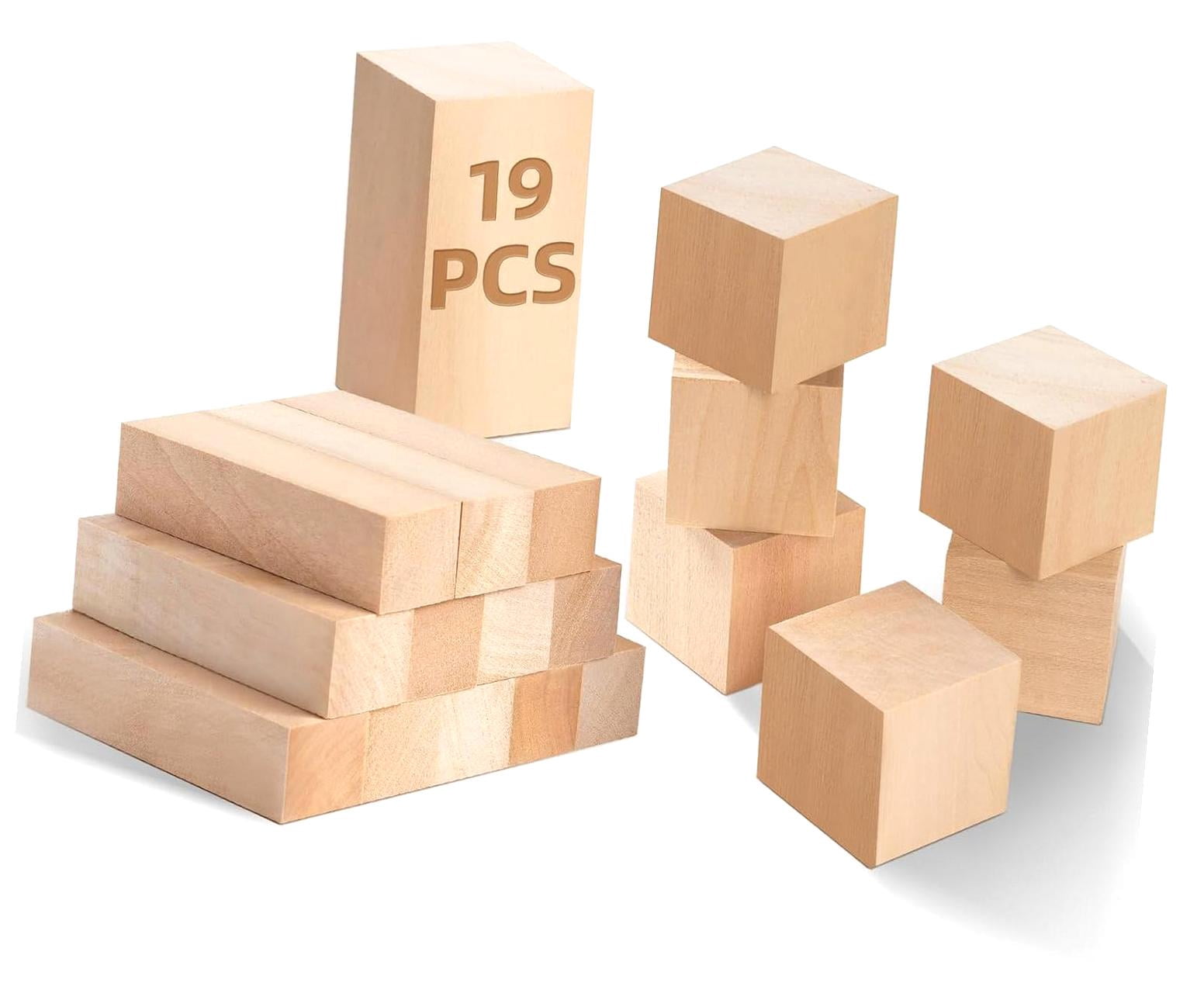 SKYSONIC 19Pcs Basswood Carving Blocks, Bass Wood with 3 Sizes for ...