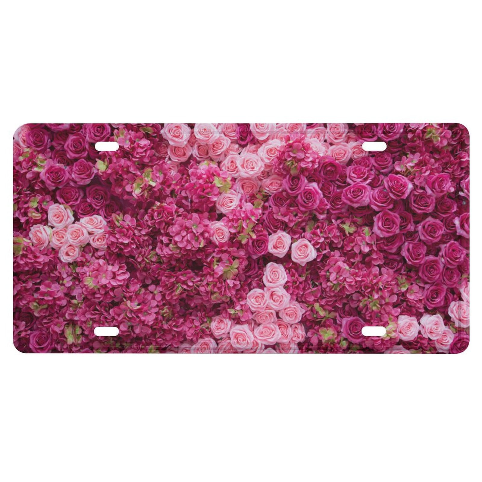 SKYSONIC 1PCS License Plate Covers, Backdrop Red Pink Roses Flowers ...