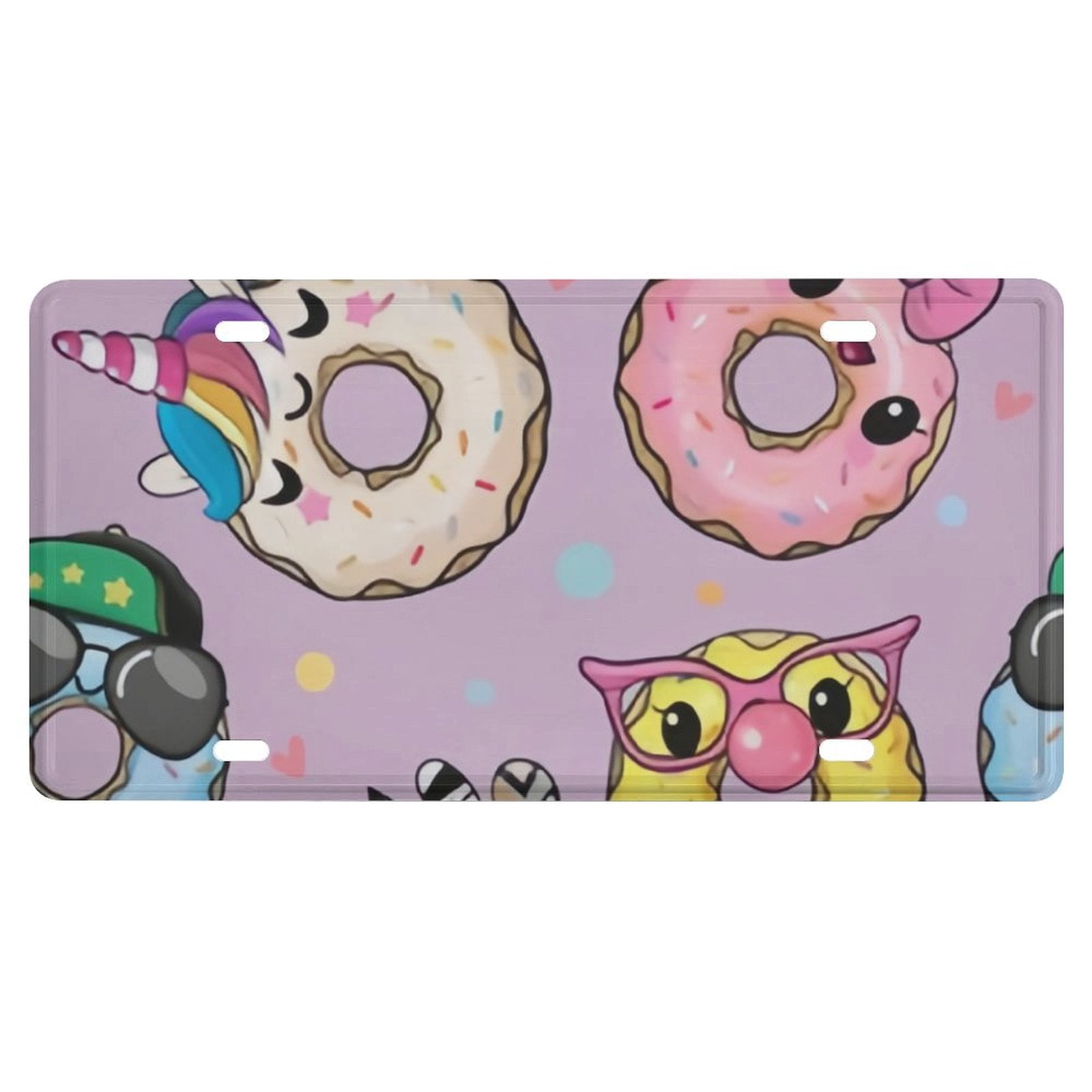 SKYSONIC 1PCS License Plate Covers, Pattern Cute Cartoon Donuts Iron ...