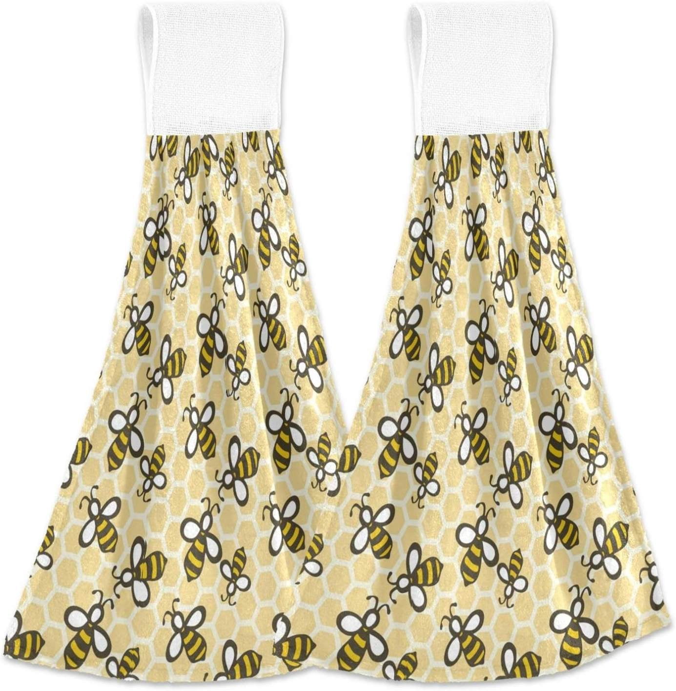 SKYSONIC 2 PCS 12"x17" Hand Towels for Kitchen Honey Bees The Comb ...