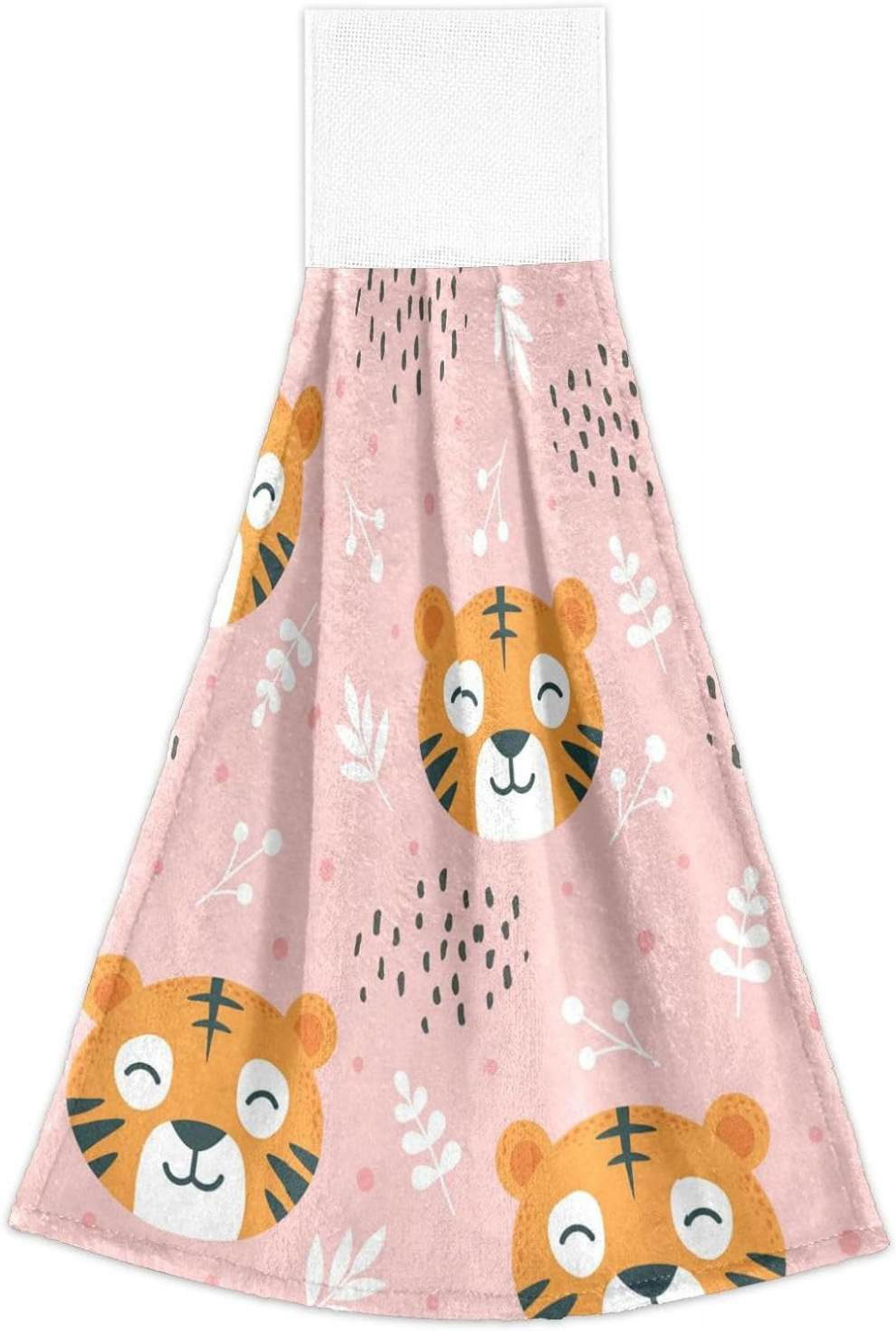 SKYSONIC 2 PCS Hanging Hand Towels Tiger Cartoon Hand Dry Towels for ...