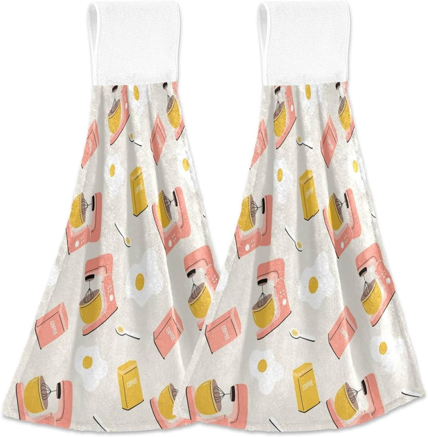 SKYSONIC 2 PCS Kitchen Towels with Hanging Loop, Planetary Mixer Eggs ...