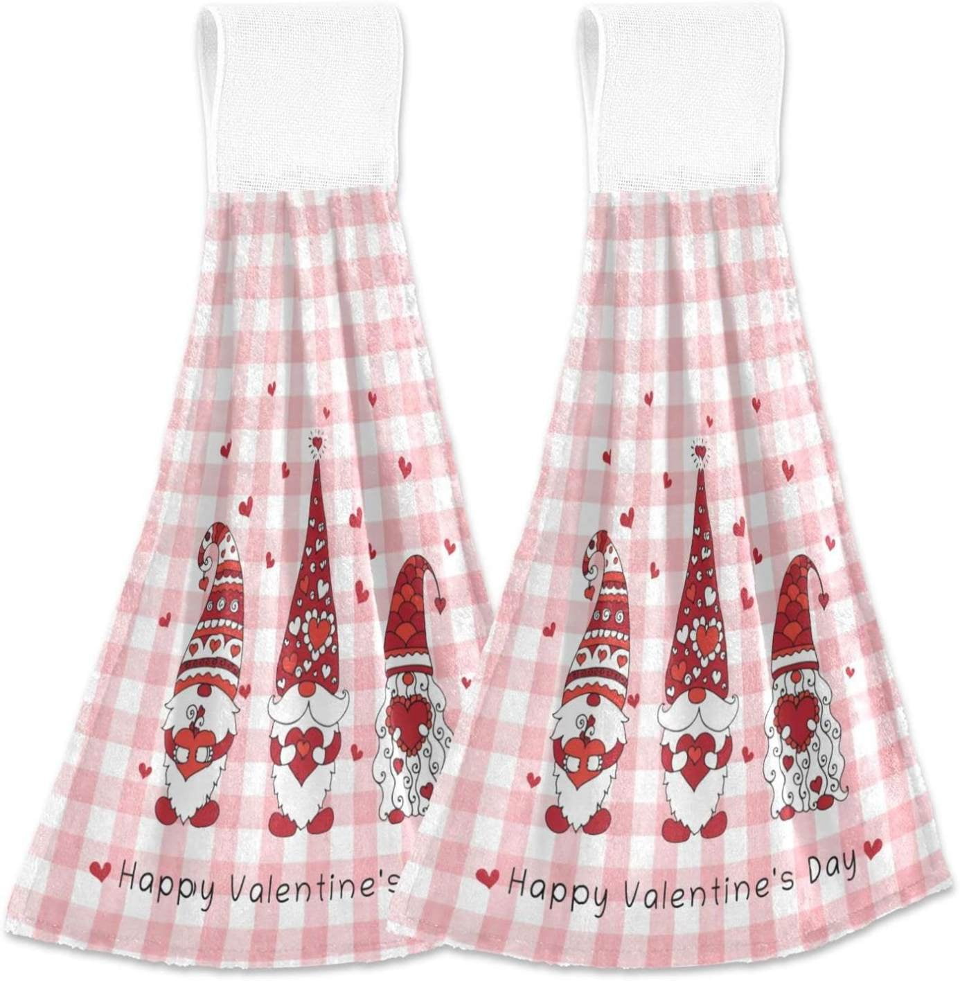 SKYSONIC 2 PCS Valentine's Day Hanging Hand Towels with Hanging Loop ...