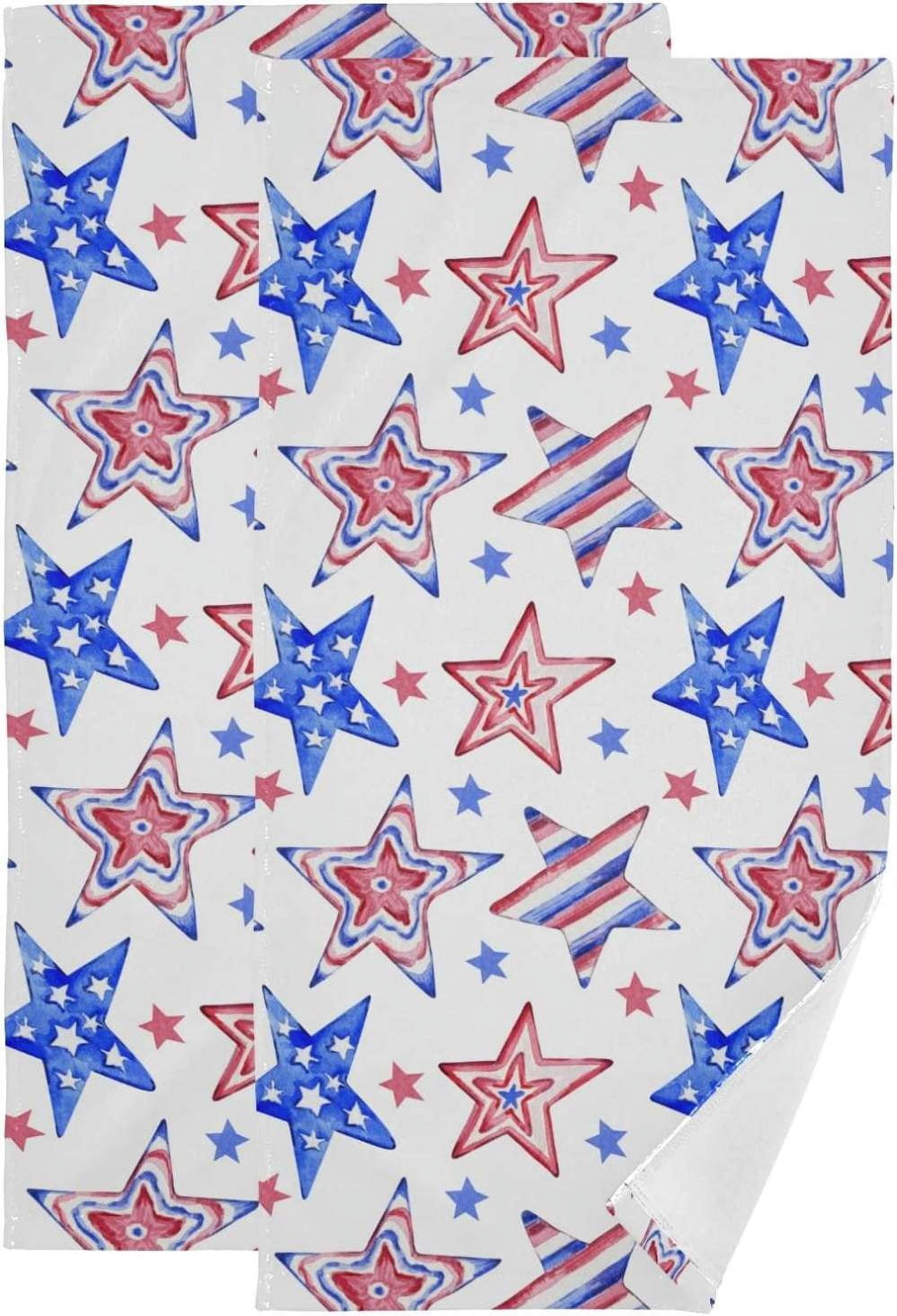 SKYSONIC 2 Pack American Flag Stars Kitchen Dish Towel, Usa Patriotic ...