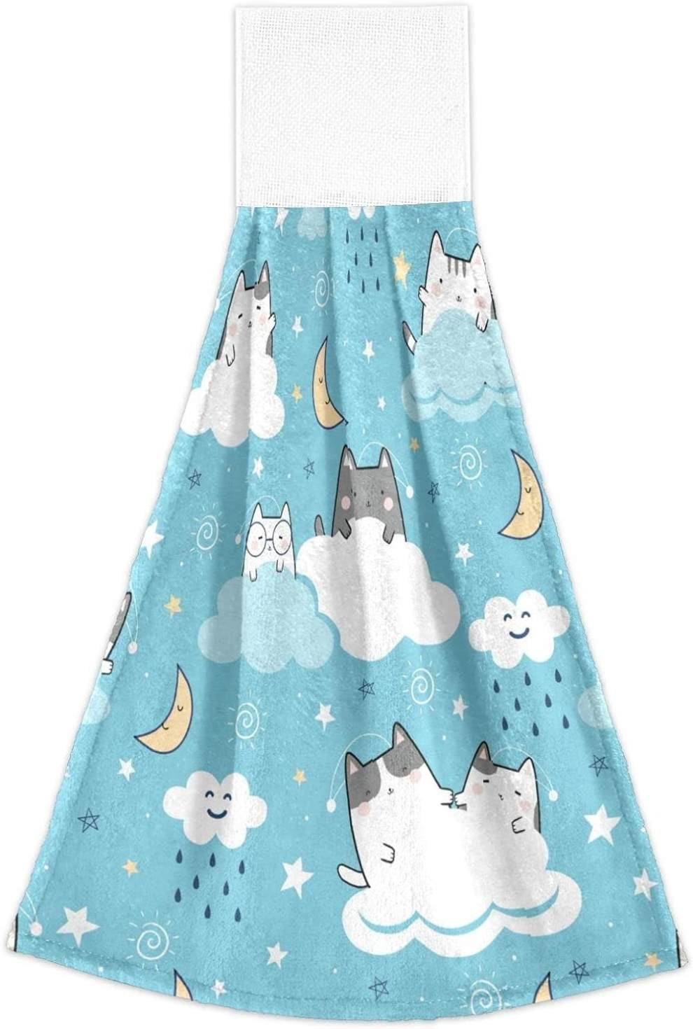 SKYSONIC 2 Pack Cute Cartoon Cat Hand Towels, Soft and Absorbent ...