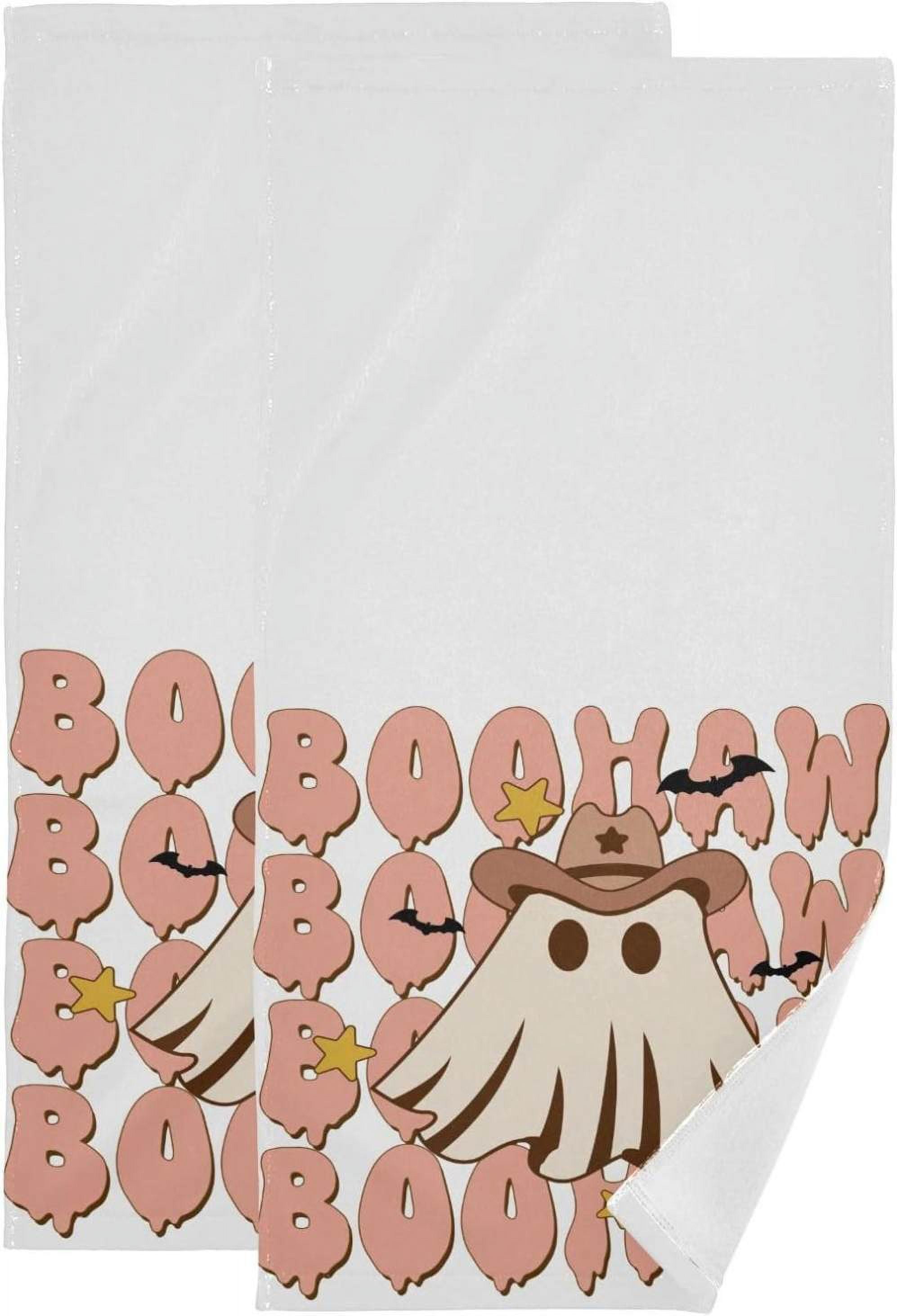 SKYSONIC 2 Pack Cute Ghost Boo Hand Towels, Ultra Soft and Absorbent ...