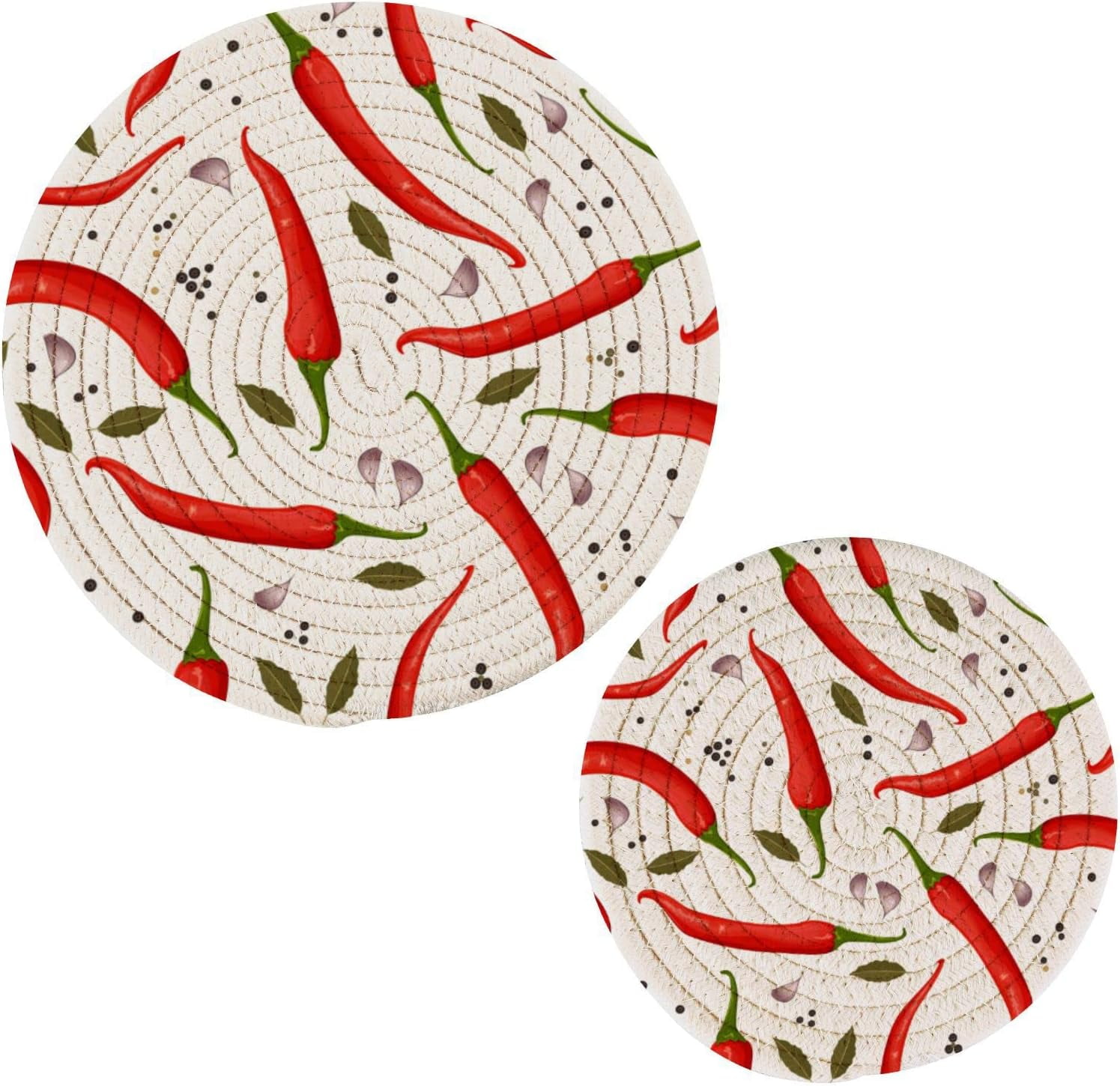 SKYSONIC 2 Pack Hot Pepper Trivet Mat Pot Holders Set, Hot Pads ...