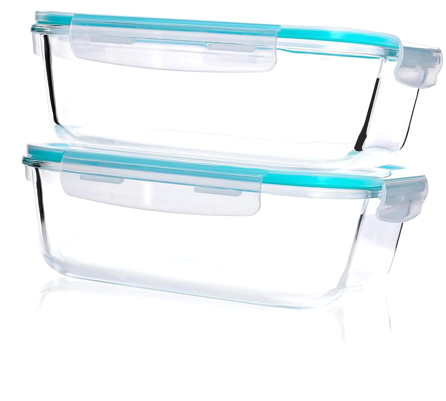 SKYSONIC [2 Pack] Large Glass Food Storage Containers with – 2300ml ...