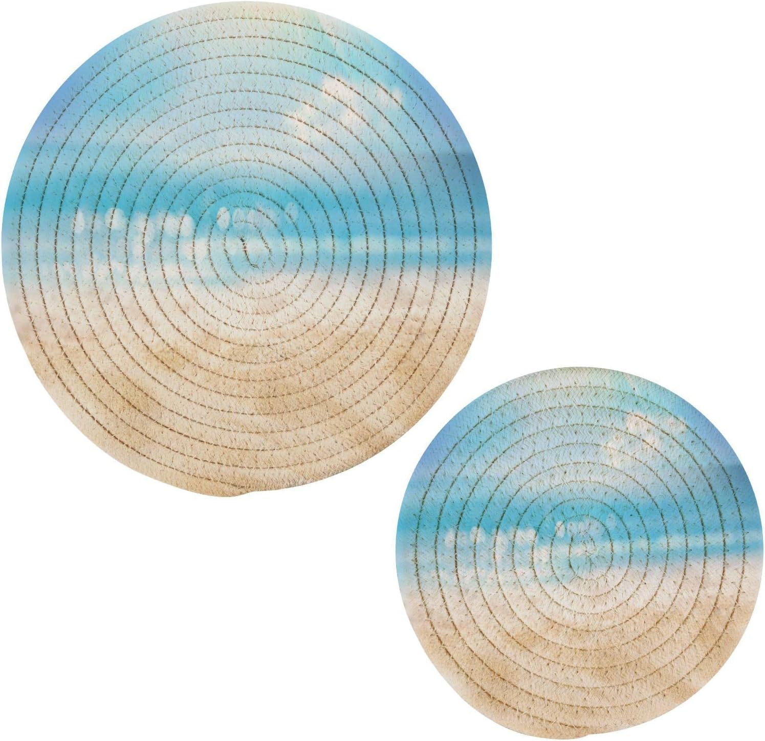 SKYSONIC 2 Pack Summer Sea Beach Sunrise Trivet Mat Pot Holders Set ...