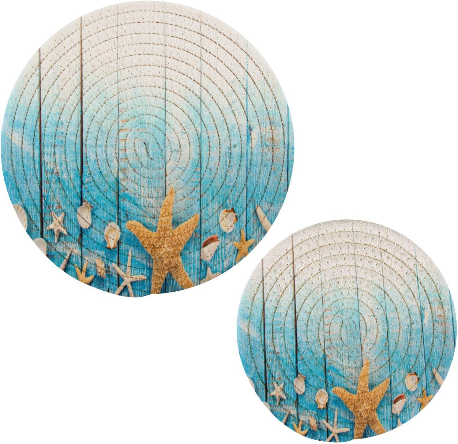 SKYSONIC 2 Pack Summer Time Sea Shells Trivet Mat Starfish Pot Holders ...